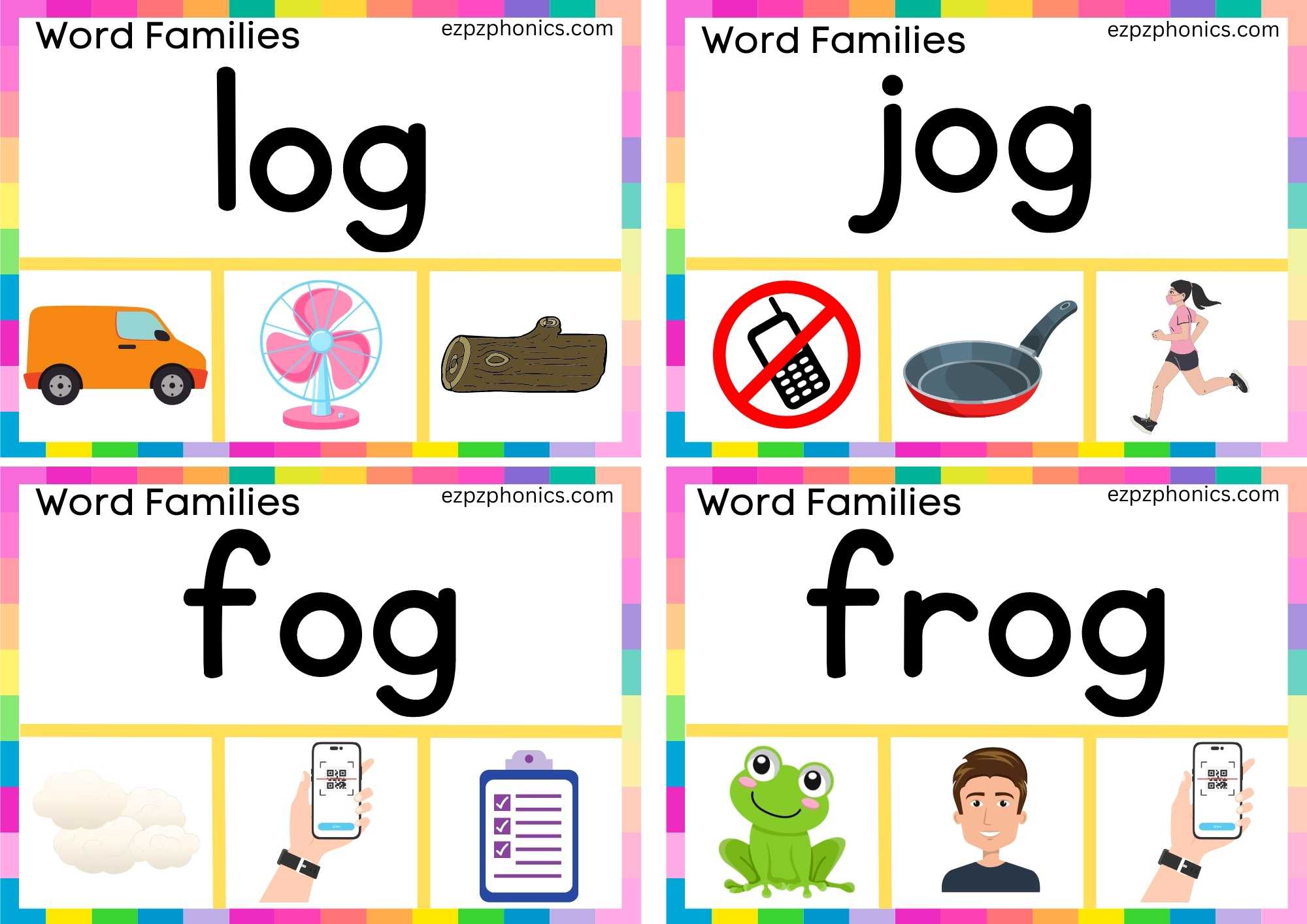 Read the word and clip the correct image Clip cards Word Family og ...