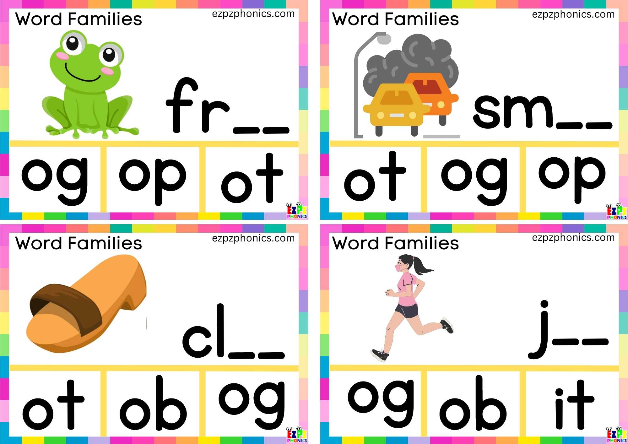 Word Family og Finish the word and clip the correct letters Clip cards ...