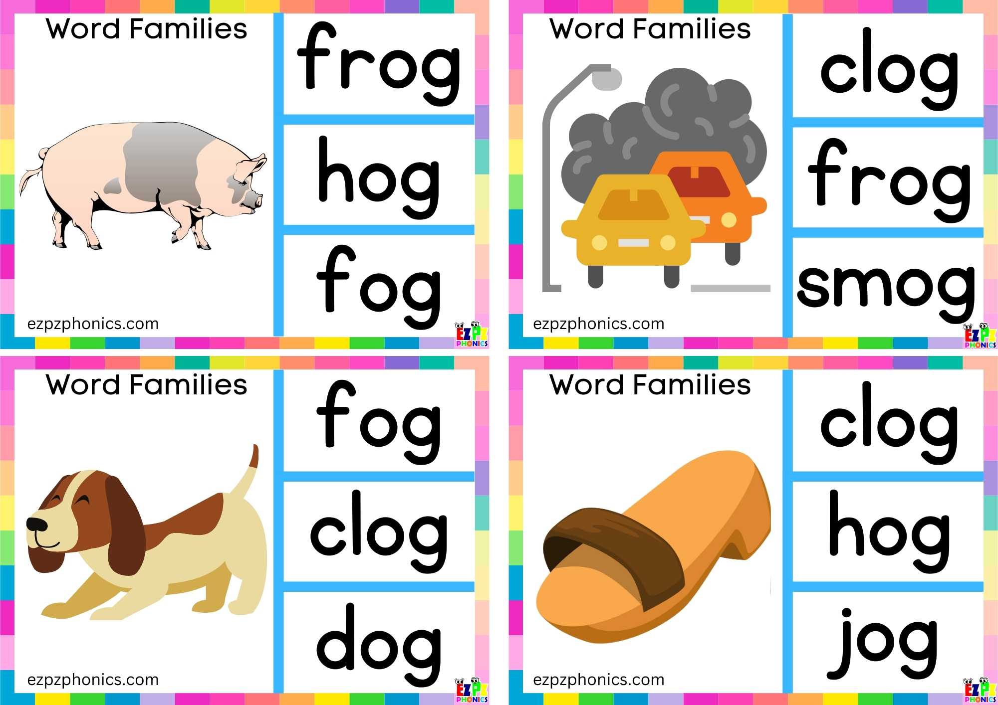 Word Family og Look at the image and clip the correct word Clip cards ...