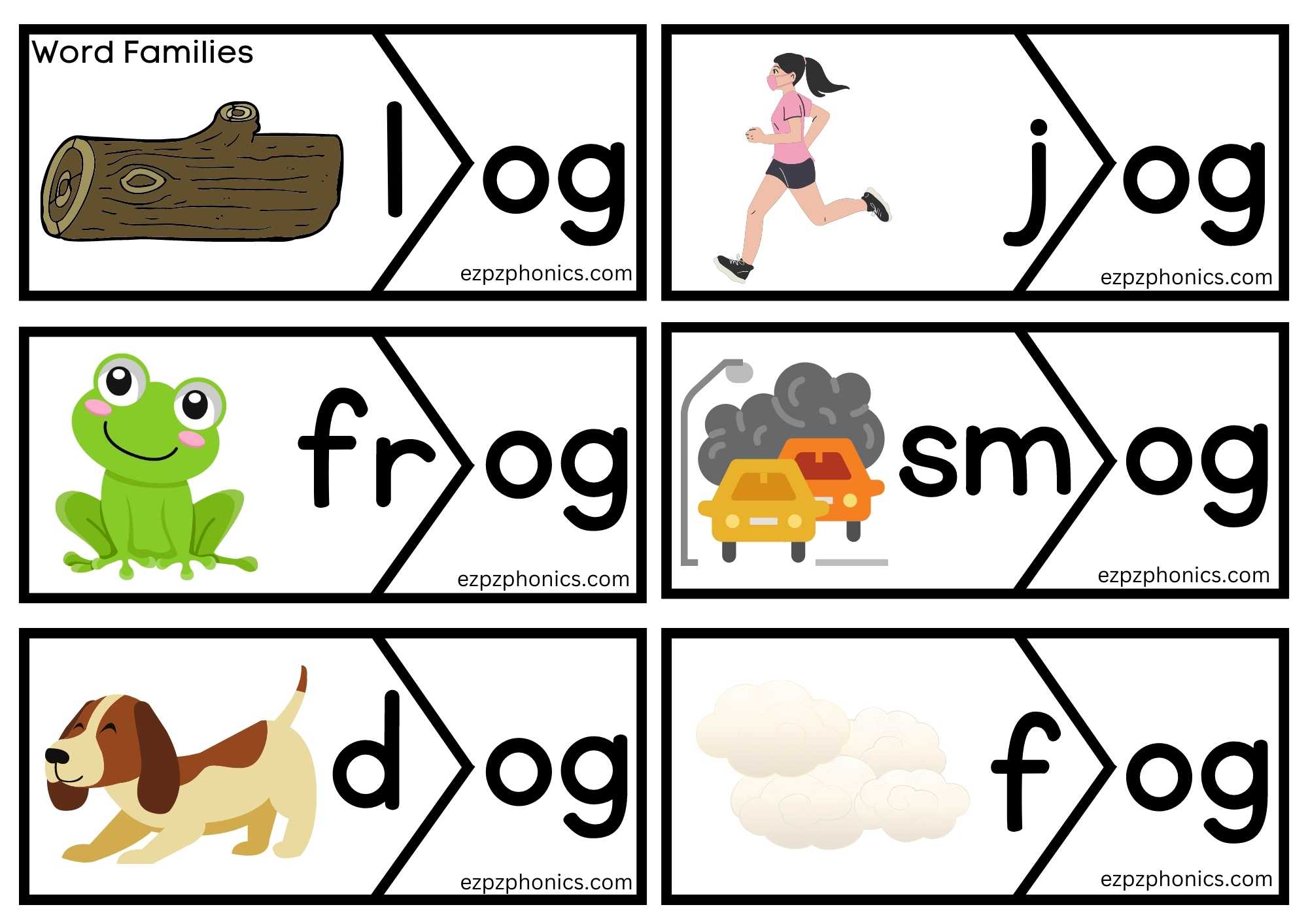 Puzzle match Word Family og Phonics Activities - ezpzphonics.com