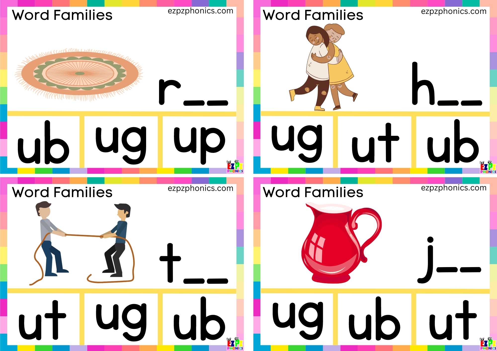 Finish the word and clip the correct letters Clip cards for word family ...