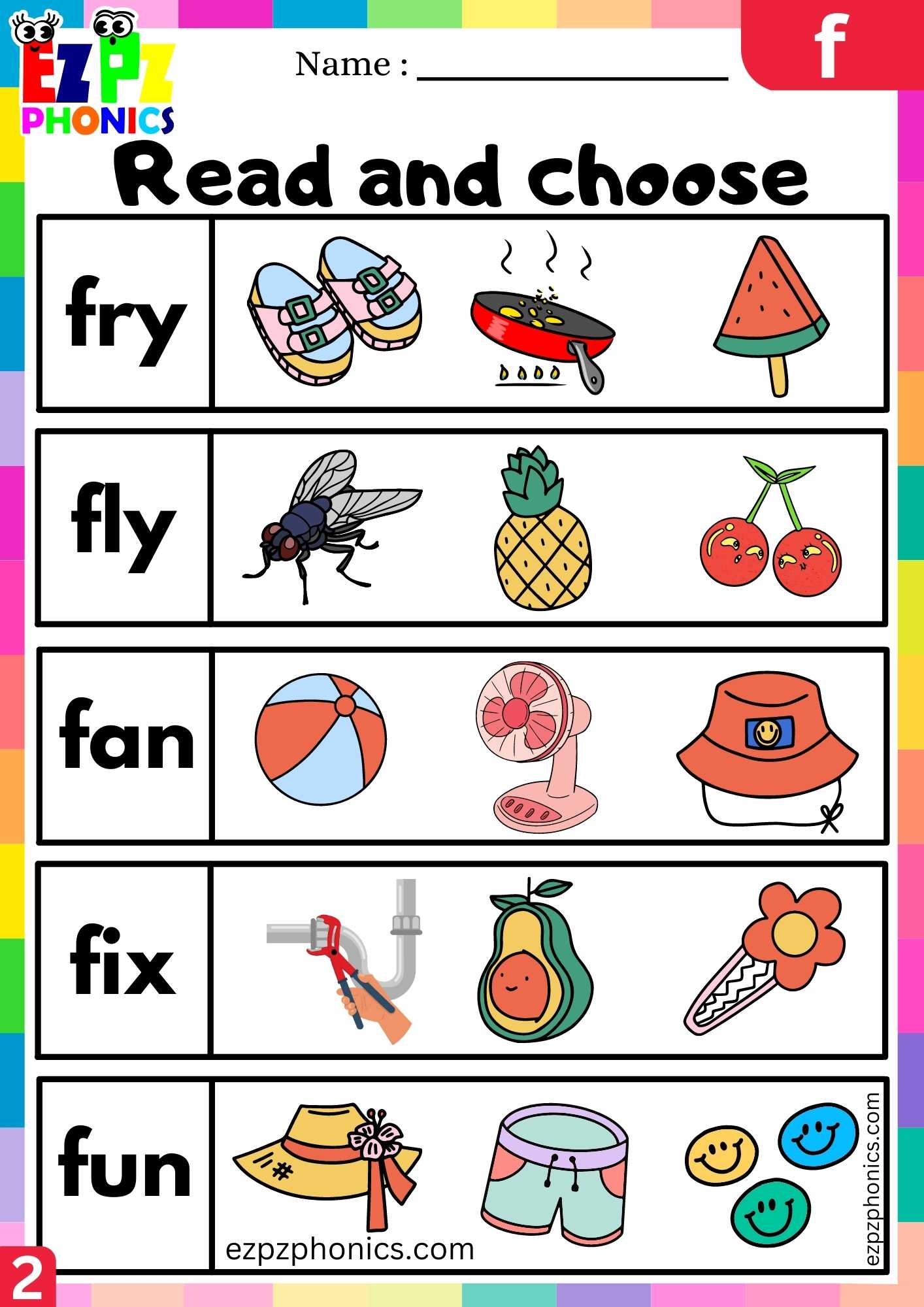 Group2 Letter F Read And Choose Beginning Sounds Worksheet ...