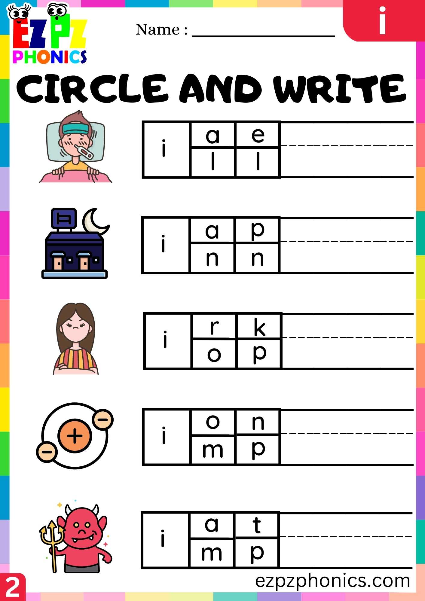 Group2 Letter I Circle And Write Beginning Sounds Worksheet ...