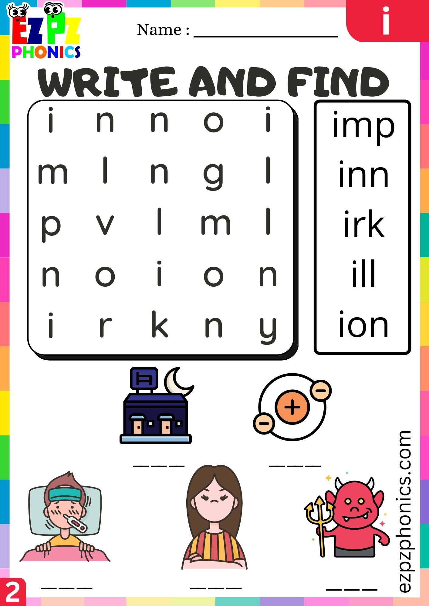 Group2 Letter I Write And Find Beginning Sounds Worksheet - ezpzphonics.com
