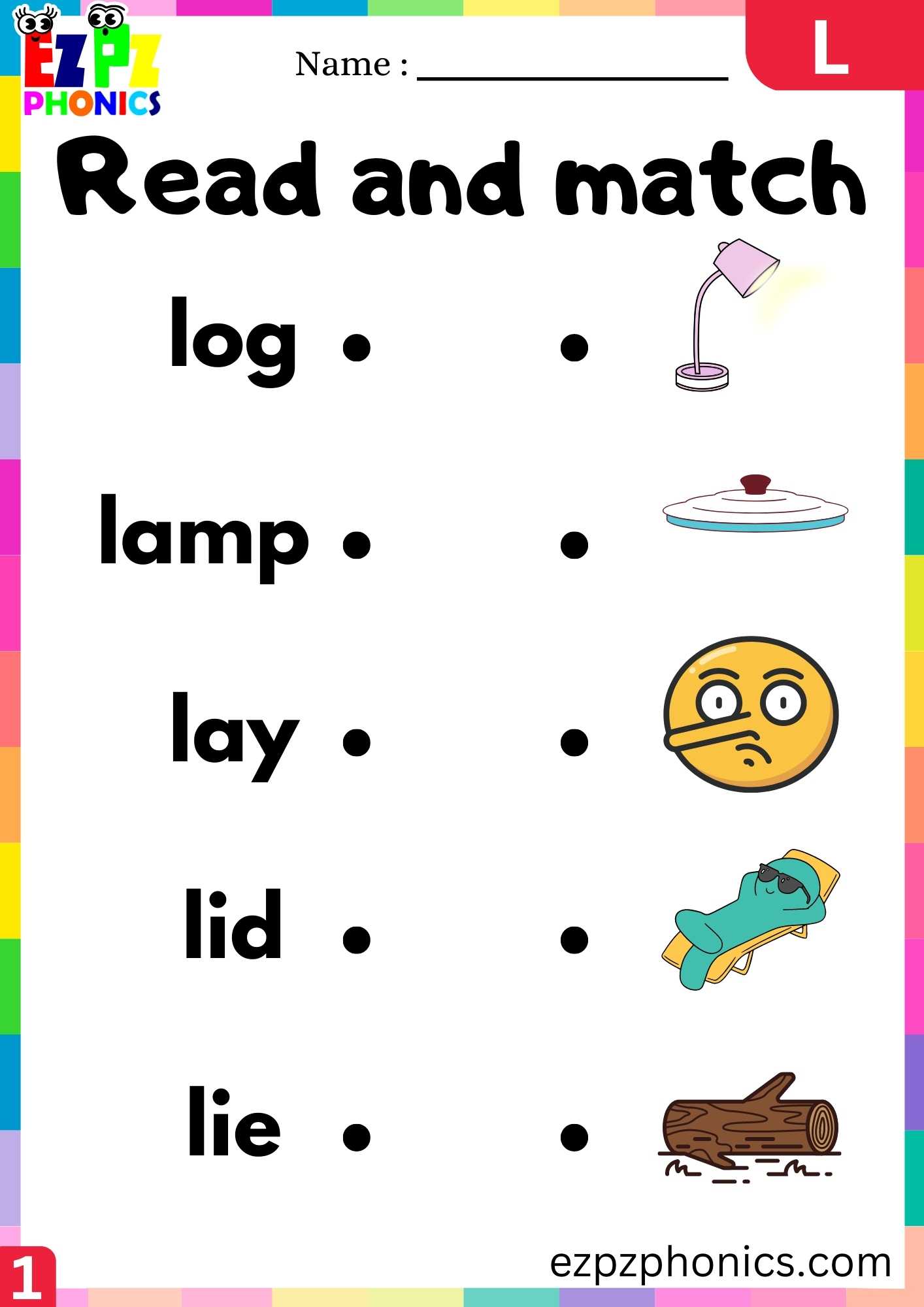 Letter L Read And Match Beginning Sounds Worksheet - ezpzphonics.com
