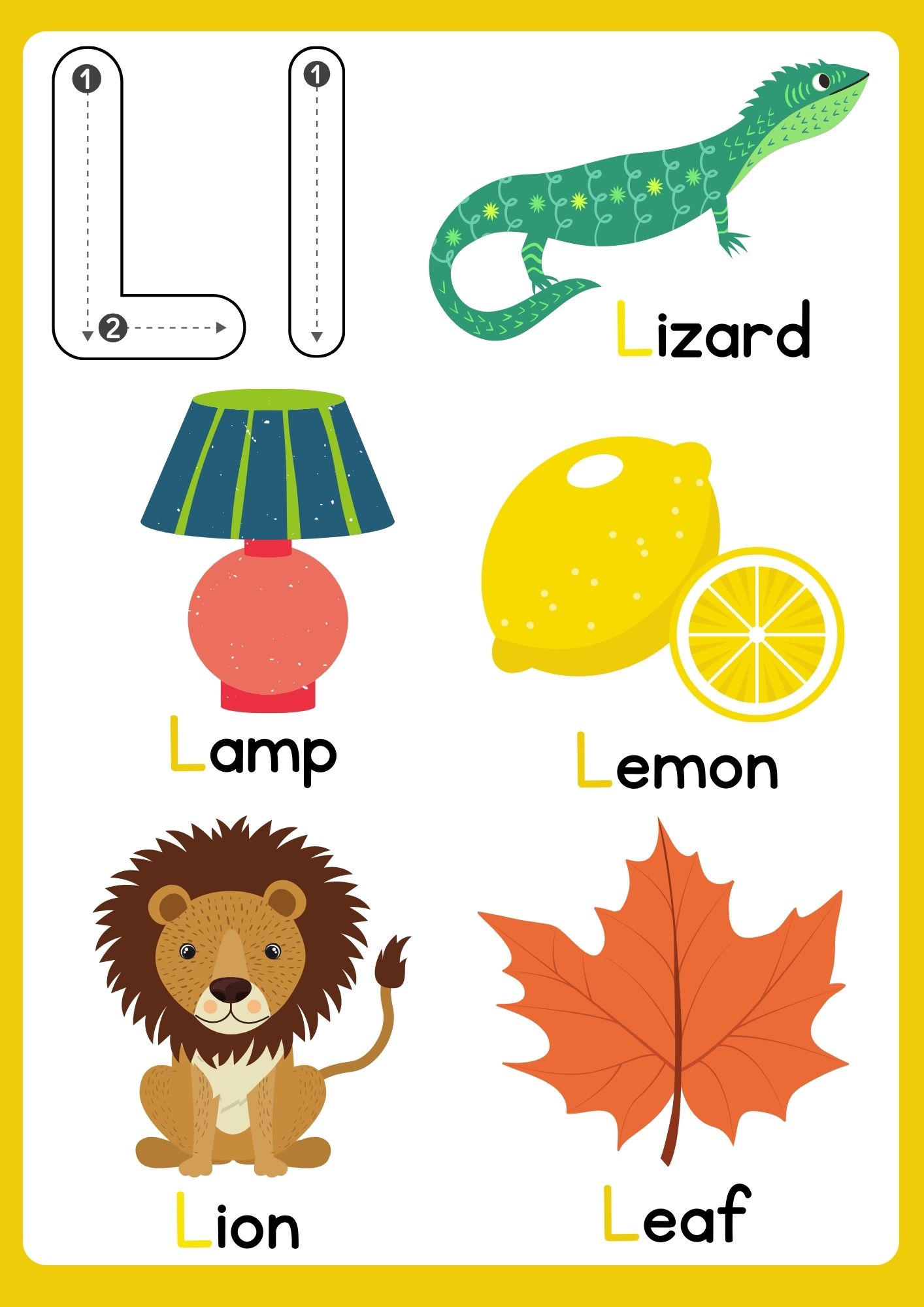 Letter l Group 3 flashcard with words - ezpzphonics.com