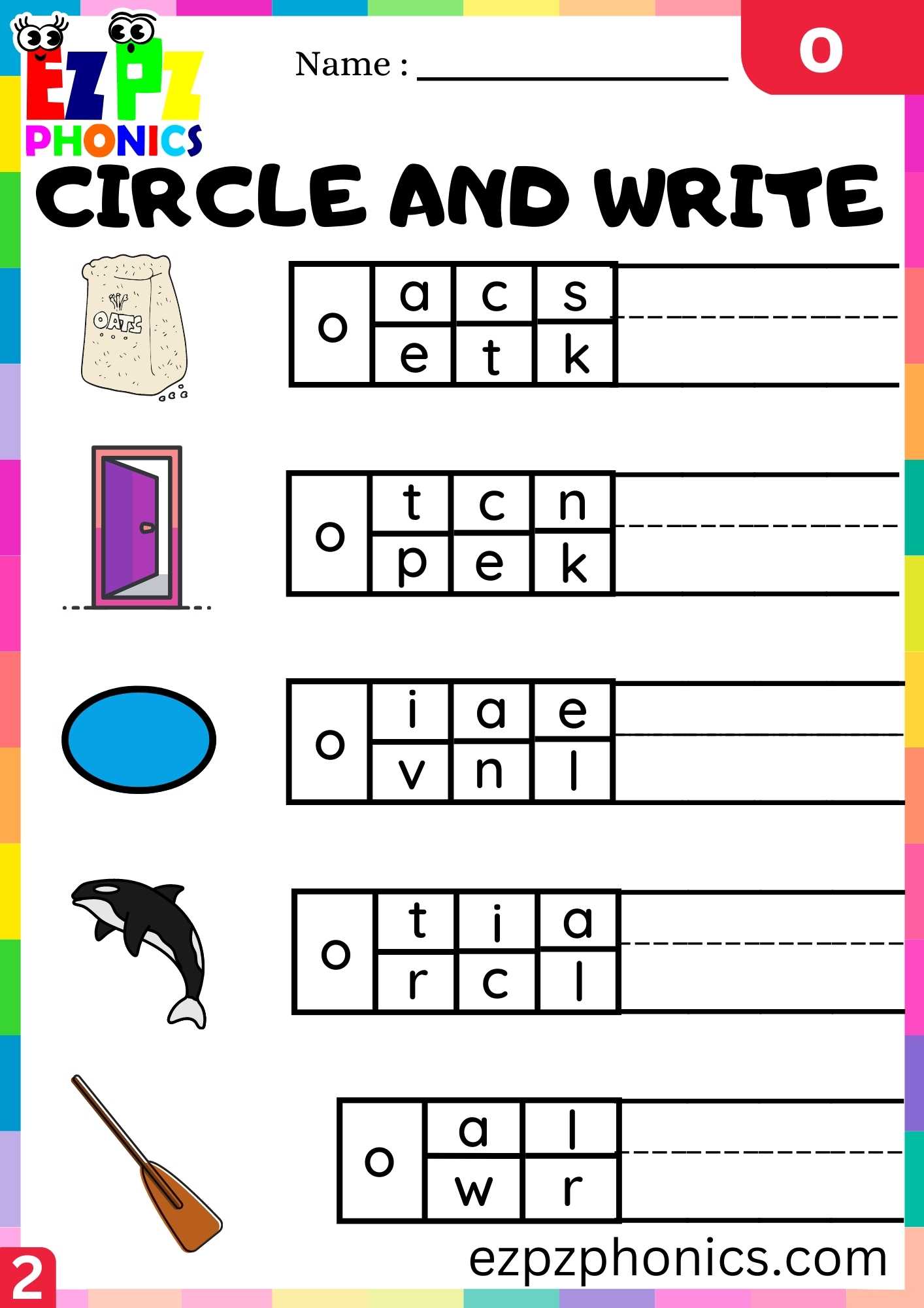 Group2 Letter O Circle And Write Beginning Sounds Worksheet ...