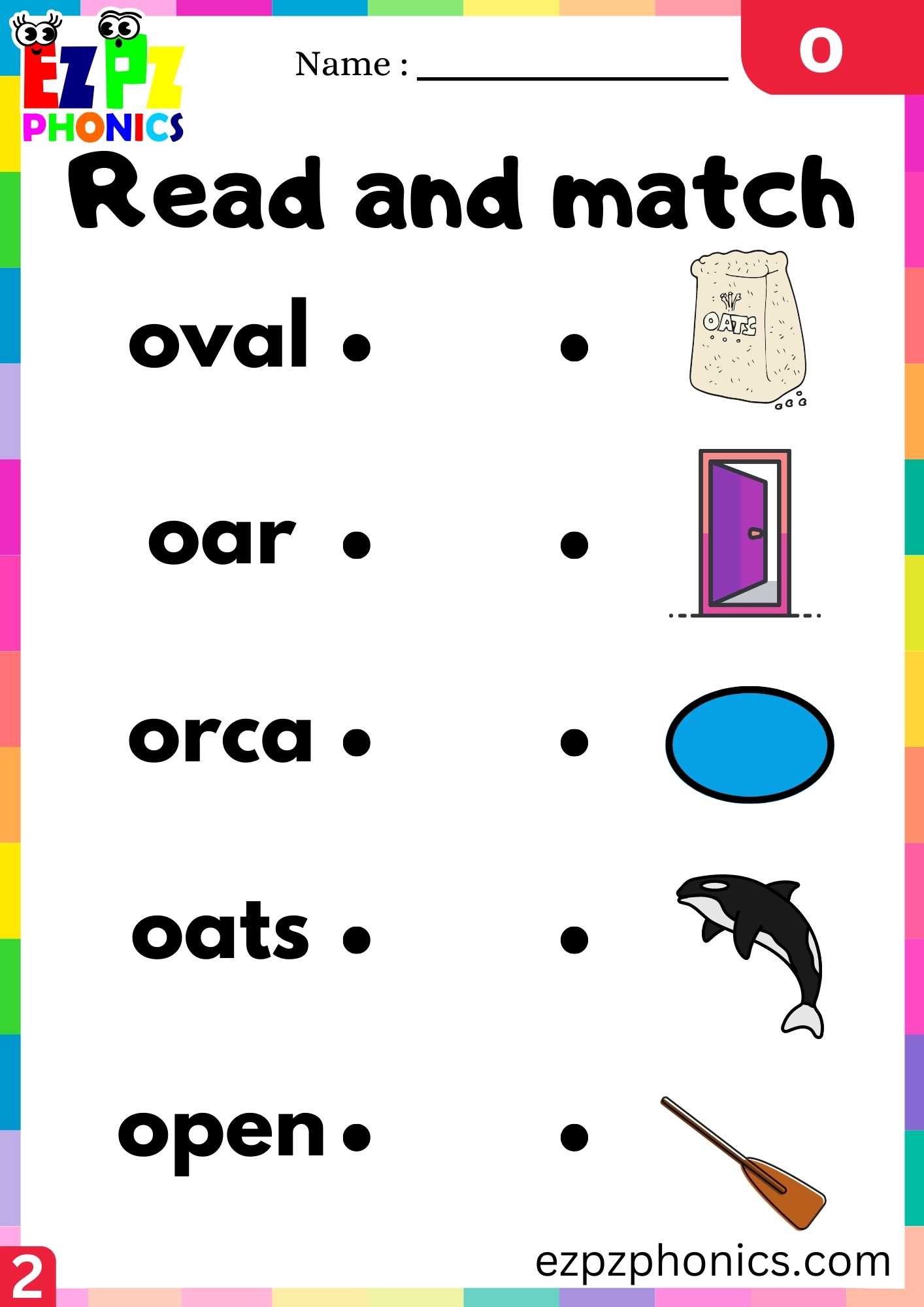 Group2 Letter O Read And Match Beginning Sounds Worksheet - ezpzphonics.com