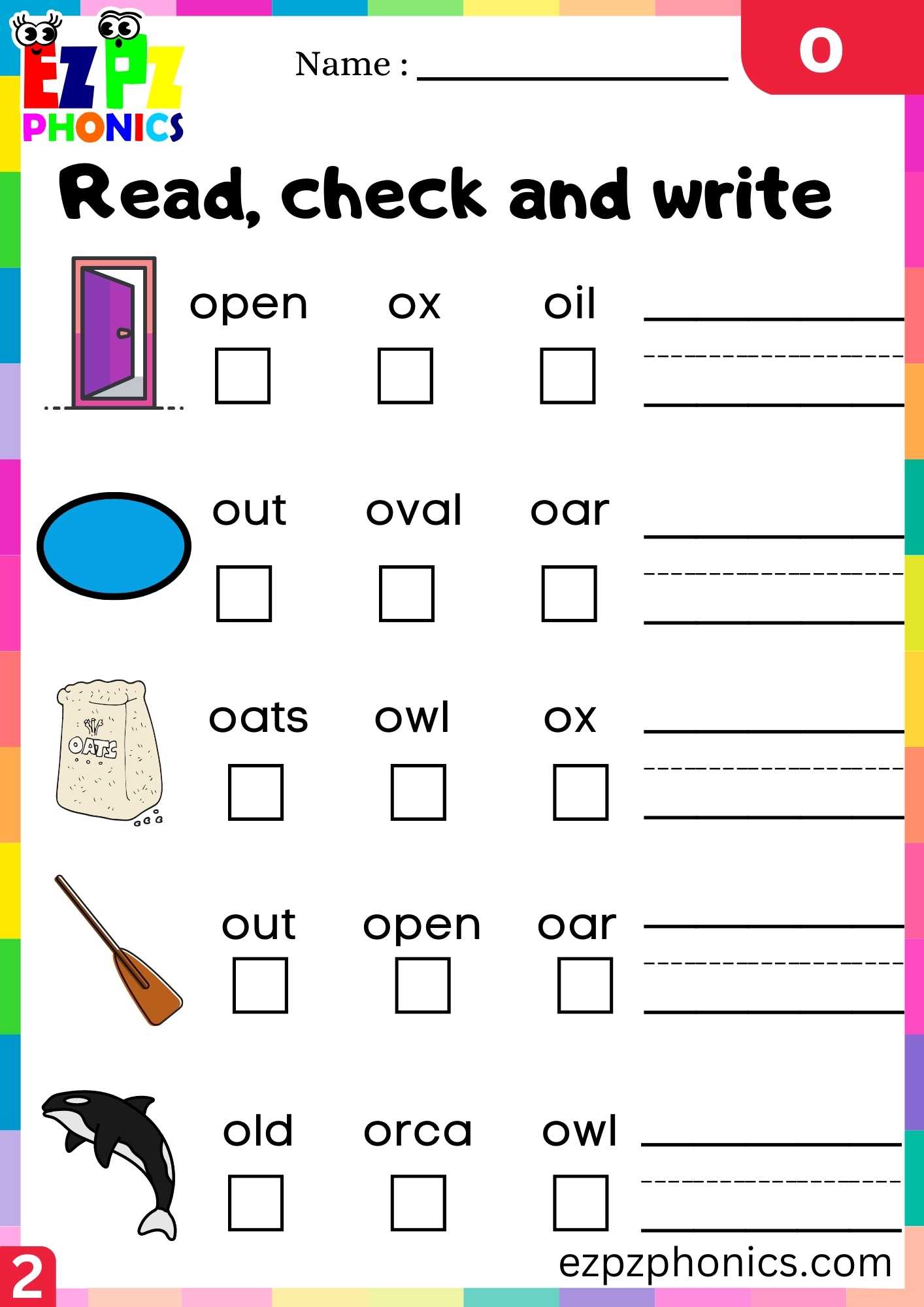 Group2 Letter O Read, Check And Write Beginning Sounds Worksheet ...