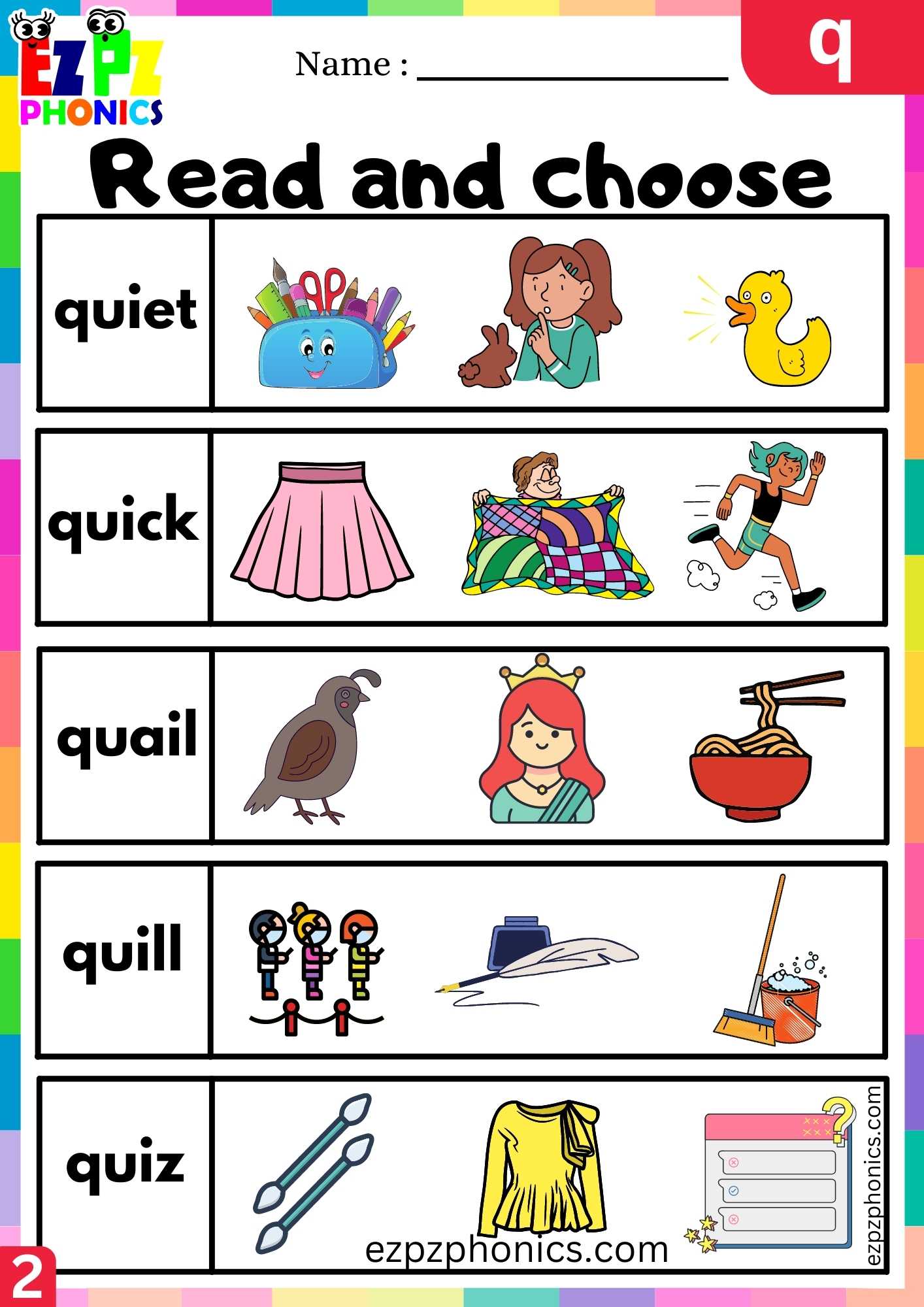 Group2 Letter Q Read And Choose Beginning Sounds Worksheet ...
