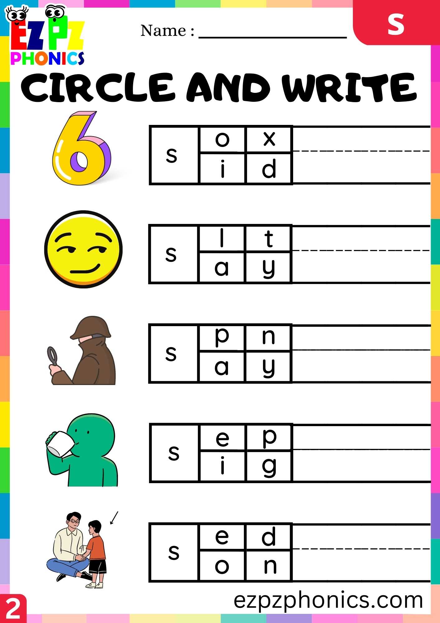 Group2 Letter S Circle And Write Beginning Sounds Worksheet ...