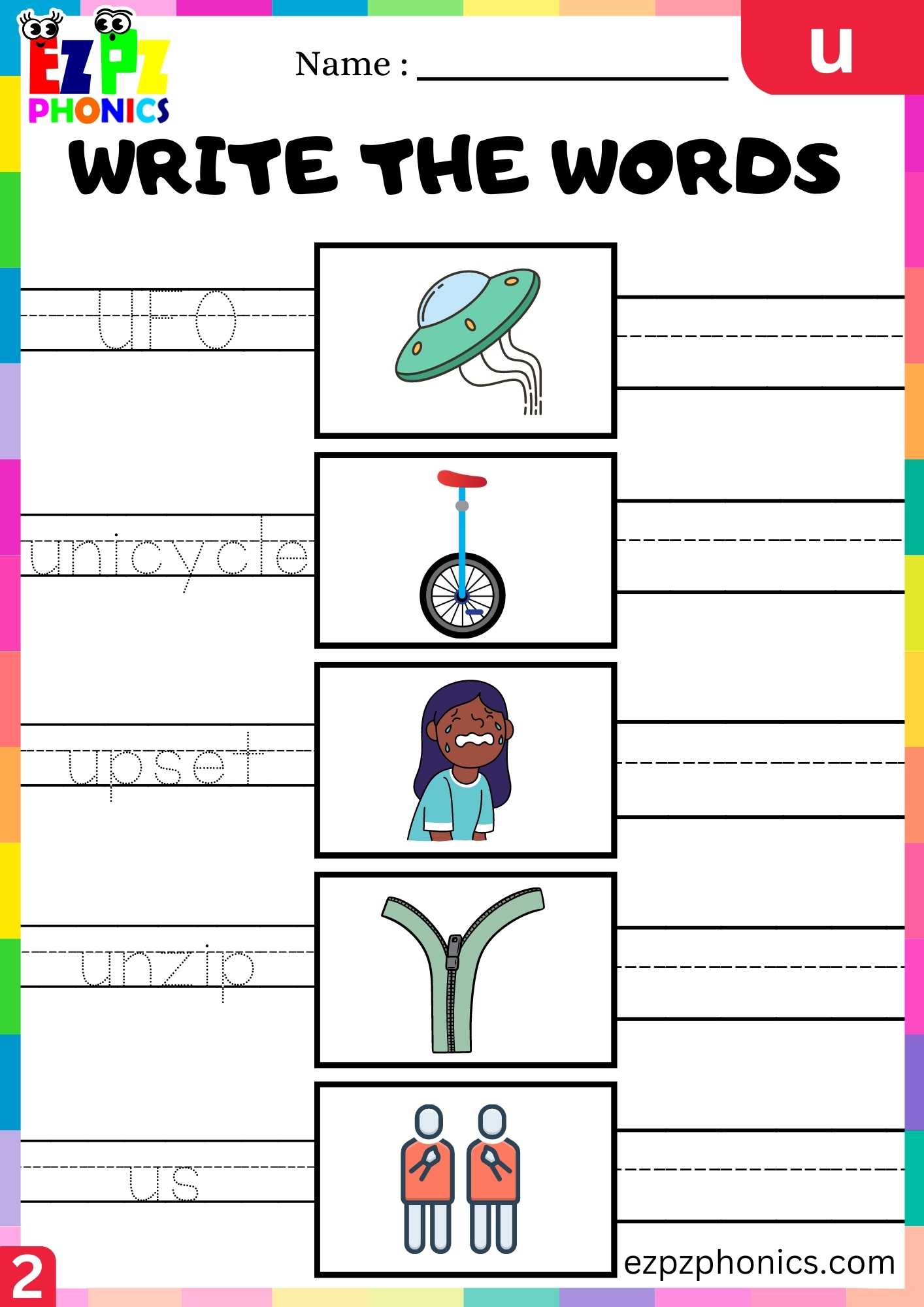 Group2 Letter U Write The Words Beginning Sounds Worksheet ...