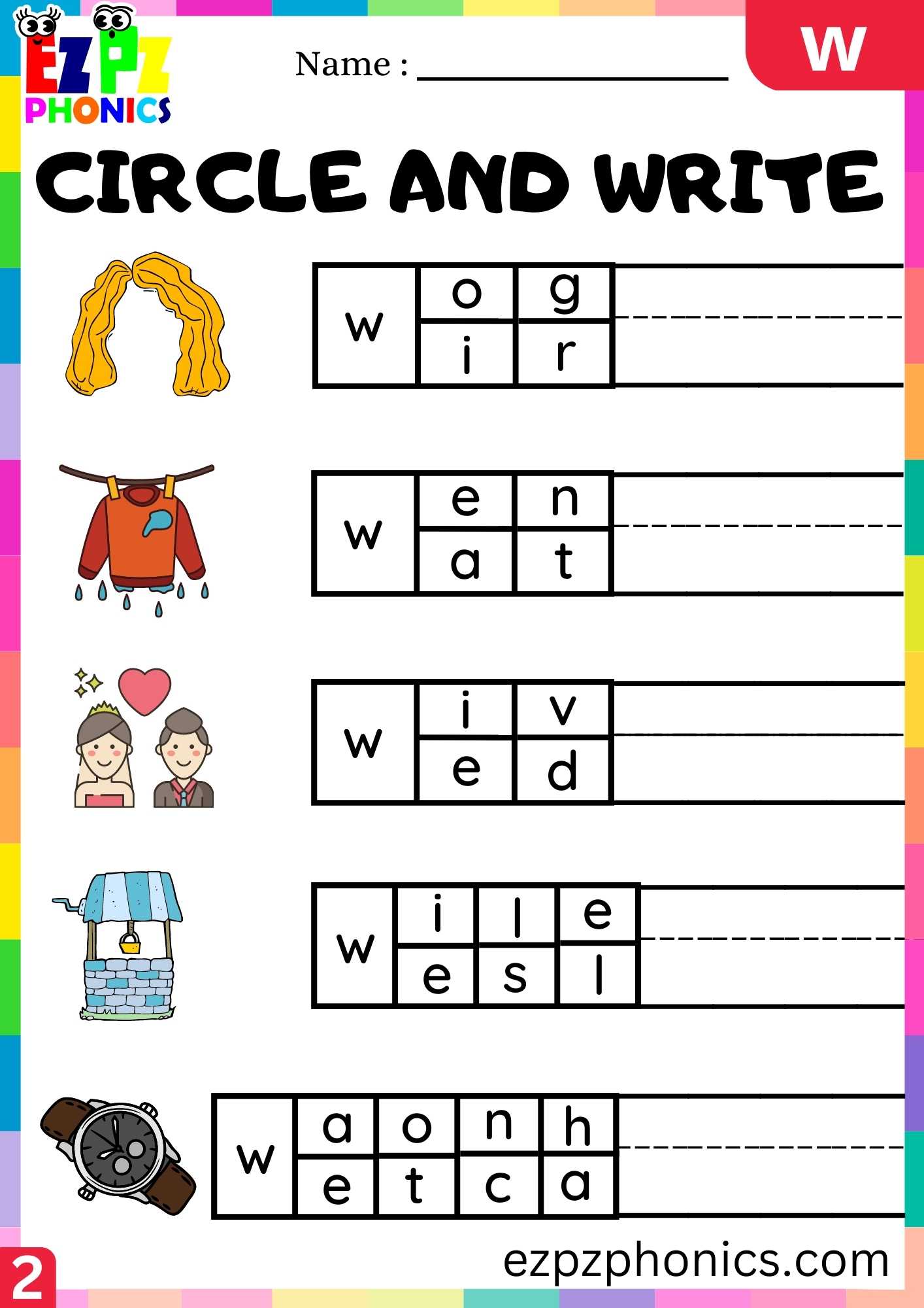 Group2 Letter W Circle And Write Beginning Sounds Worksheet ...