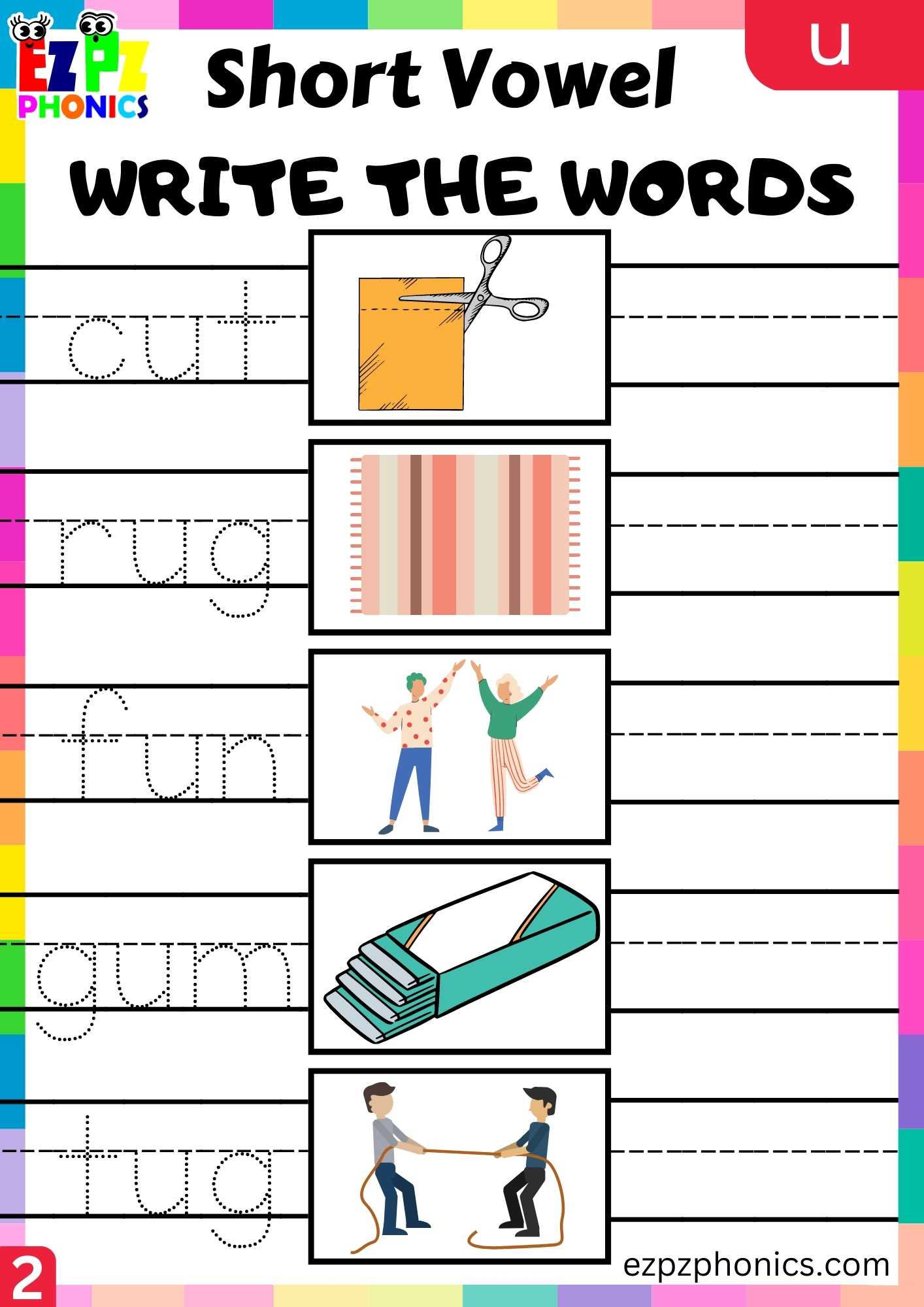 Group2 U Words Write The Words Short Vowel CVC Words Worksheet ...