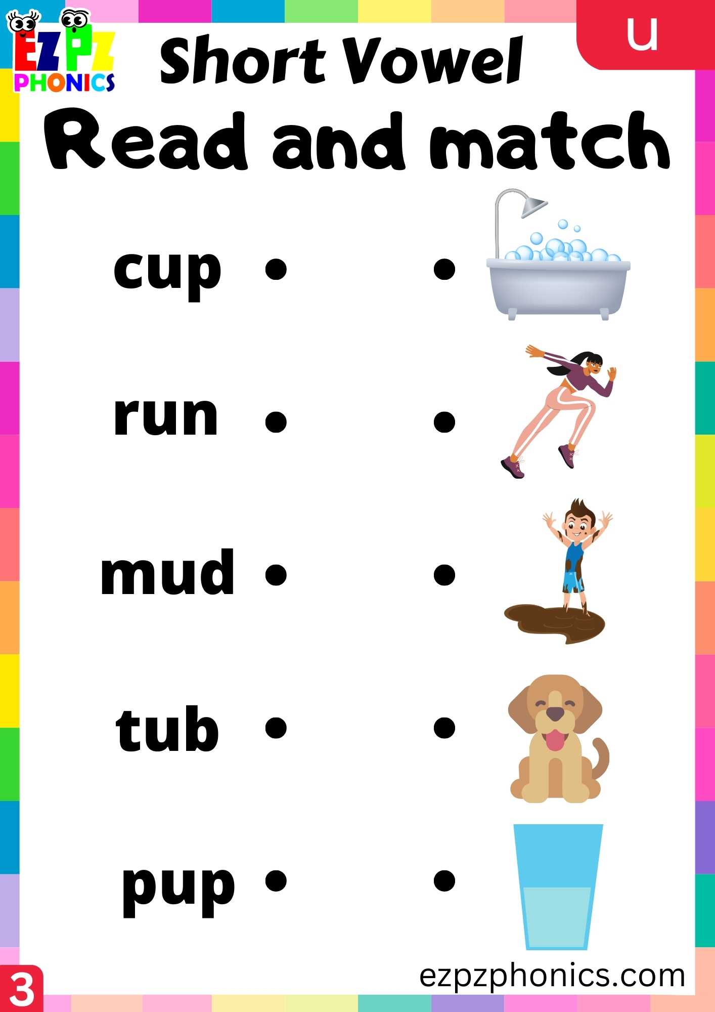 U Short Vowel Sound CVC Words - ezpzphonics.com