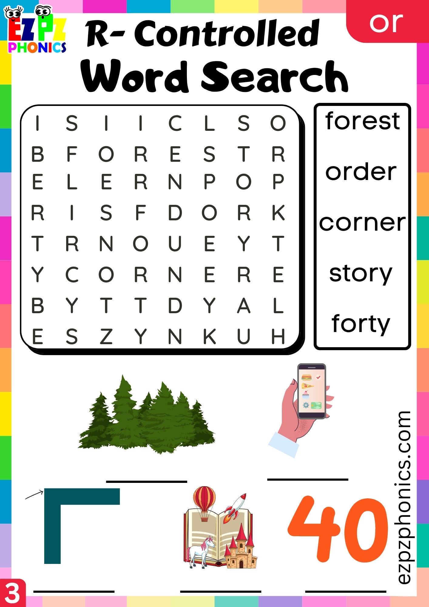 Word search worksheet for two syllable or words R Controlled Vowels ...