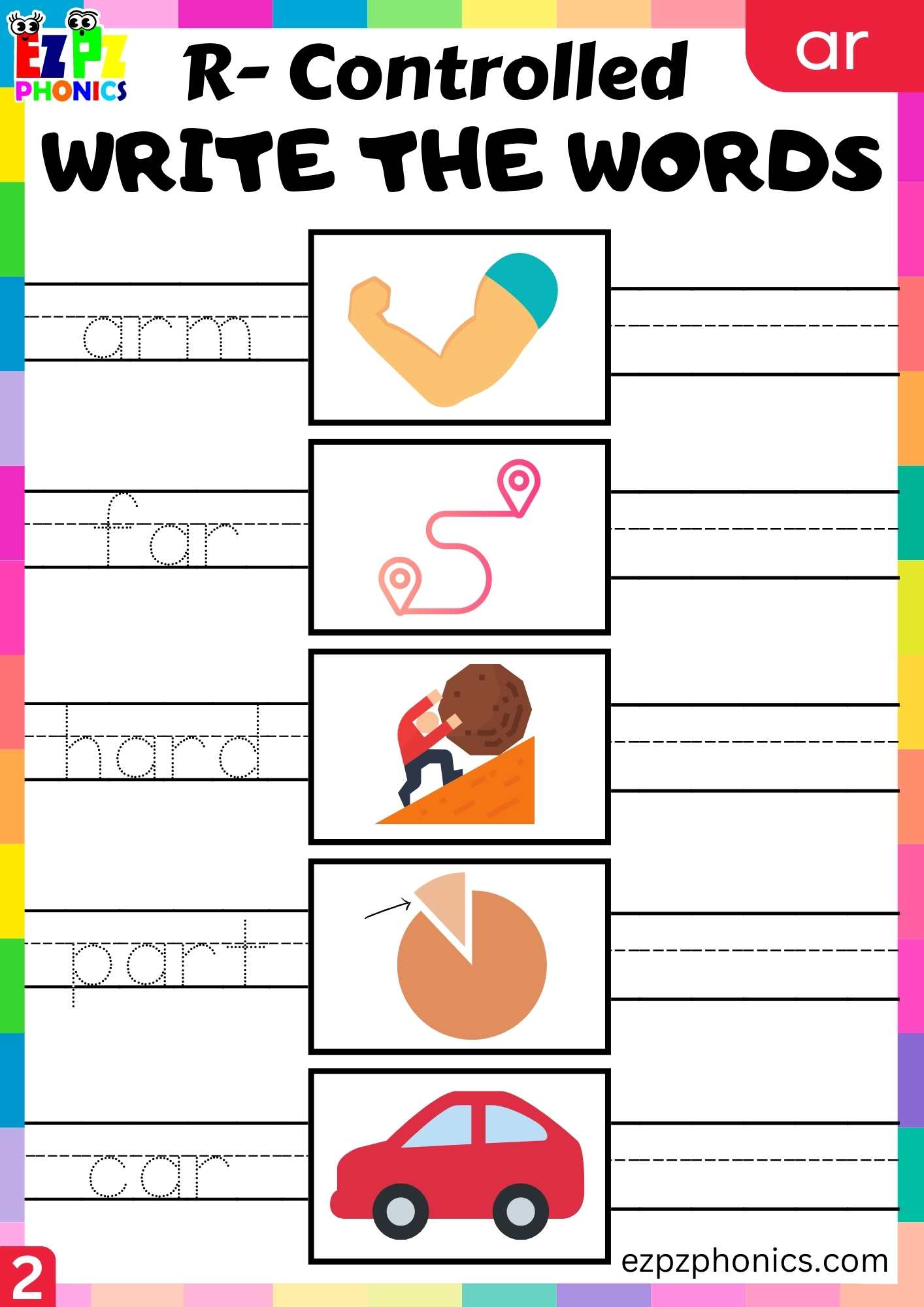 Write the words activity for ar words R controlled vowels phonics group ...