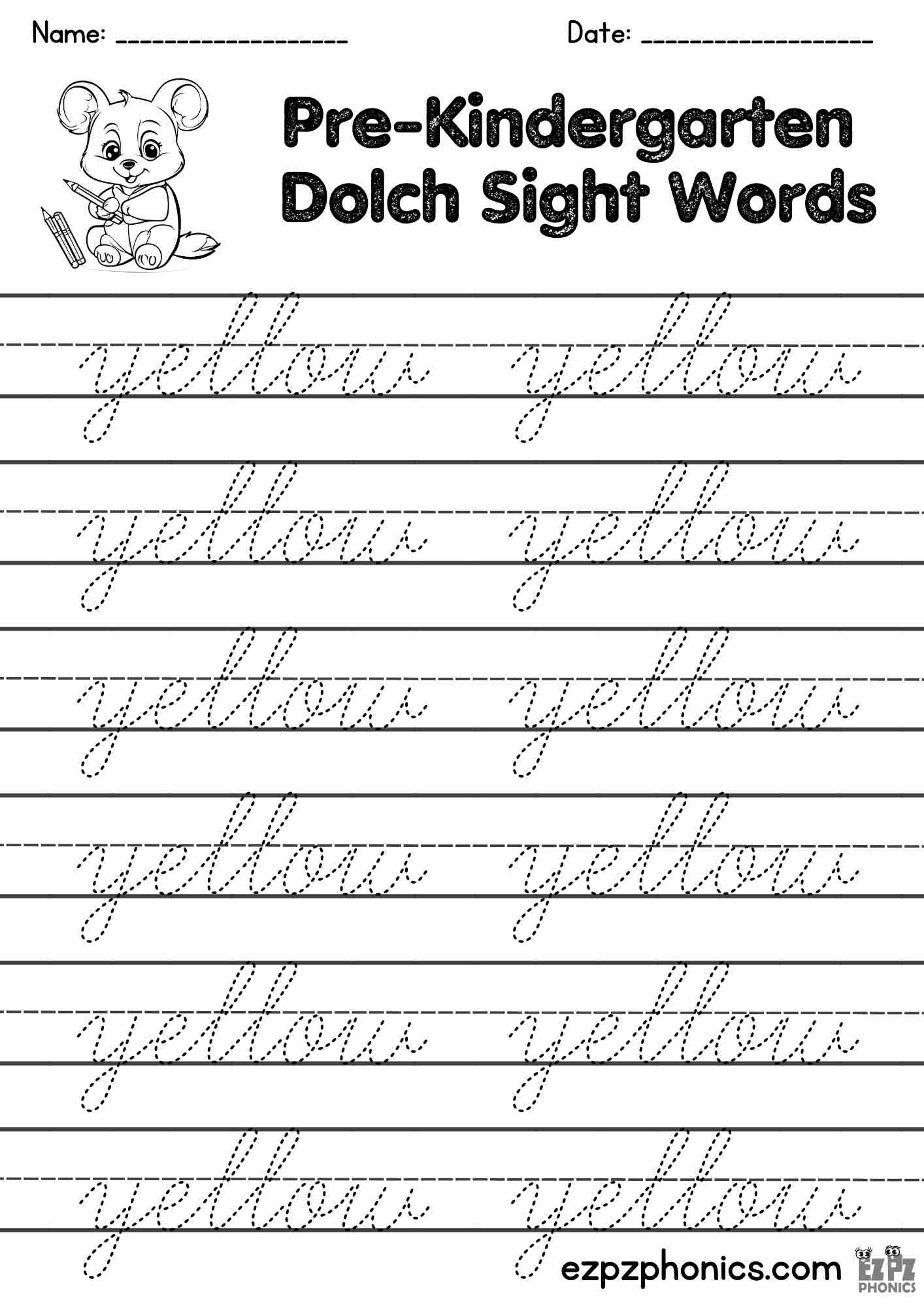 "jump" Dolch Sight Word Writing Worksheets – Free PDF Download for ...
