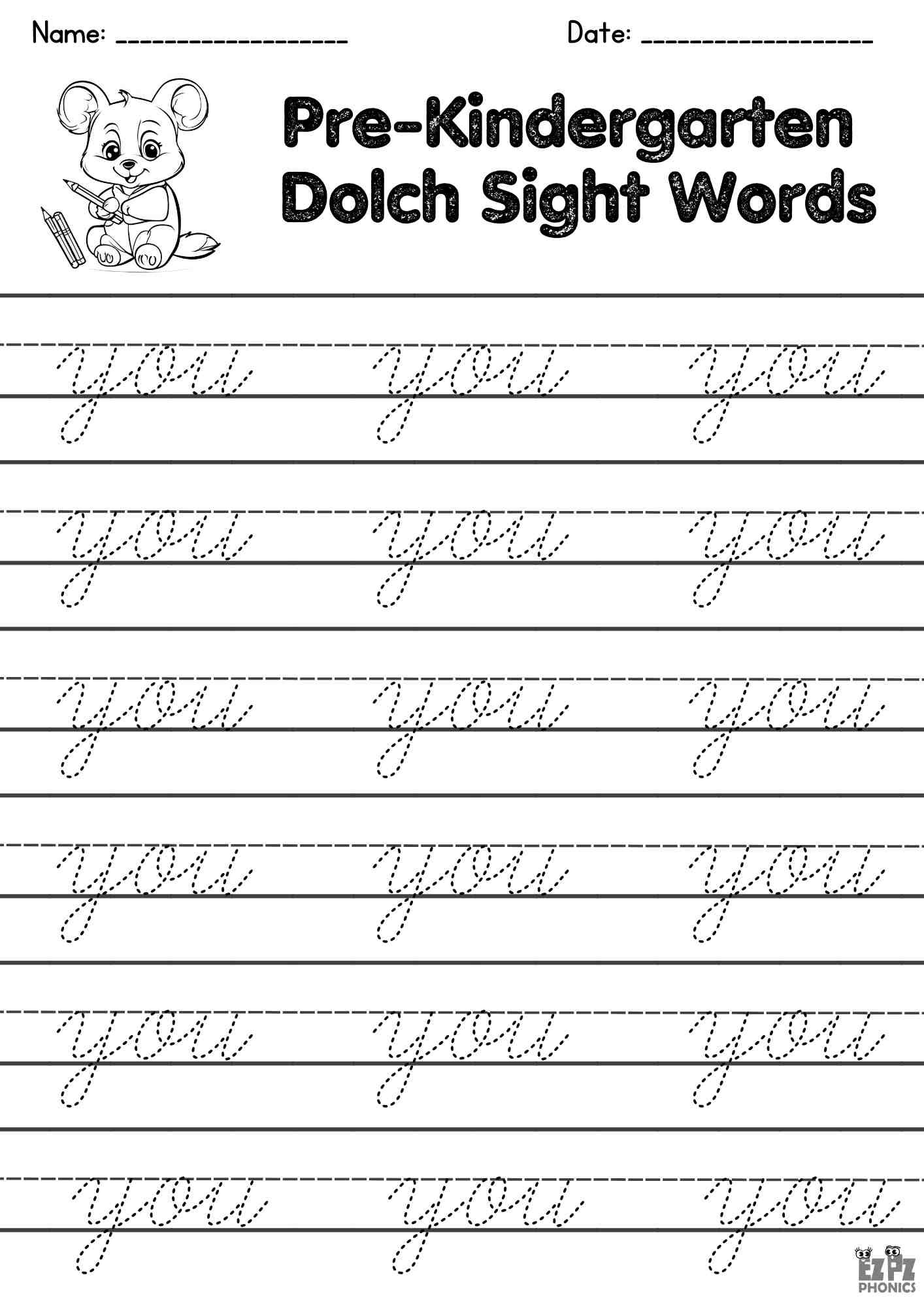 "jump" Dolch Sight Word Writing Worksheets – Free PDF Download for ...