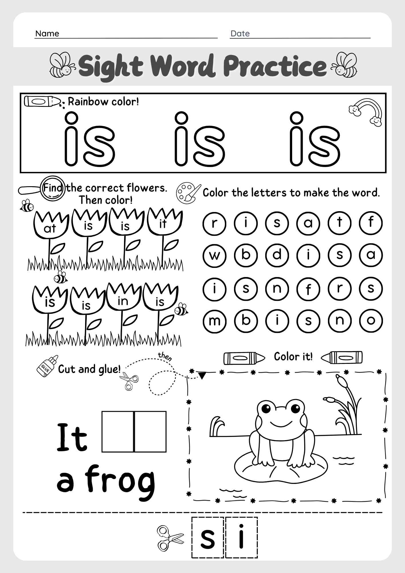 Dolch Sight Word "Is" Worksheet for Pre-Kindergarten PDF Download ...