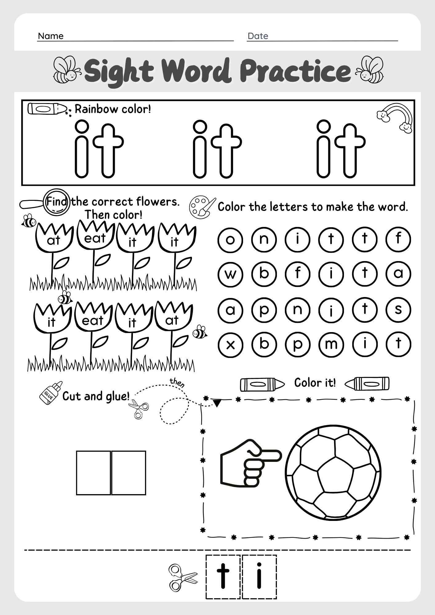Dolch Sight Word "It" Worksheet for Pre-Kindergarten PDF Download ...