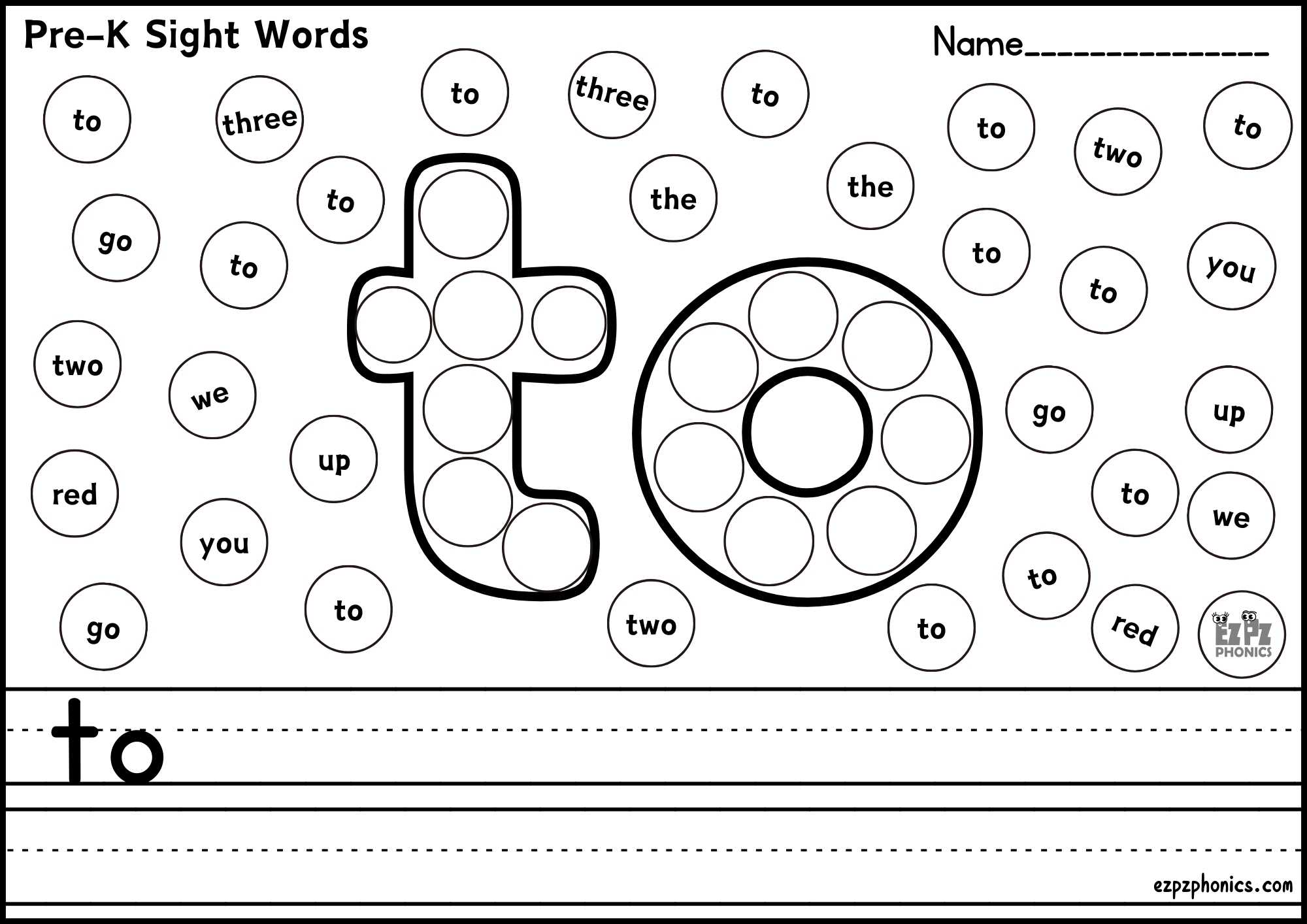 "Too" Sight Word Dab & Write Worksheet – Fun & Engaging Dauber Activity ...