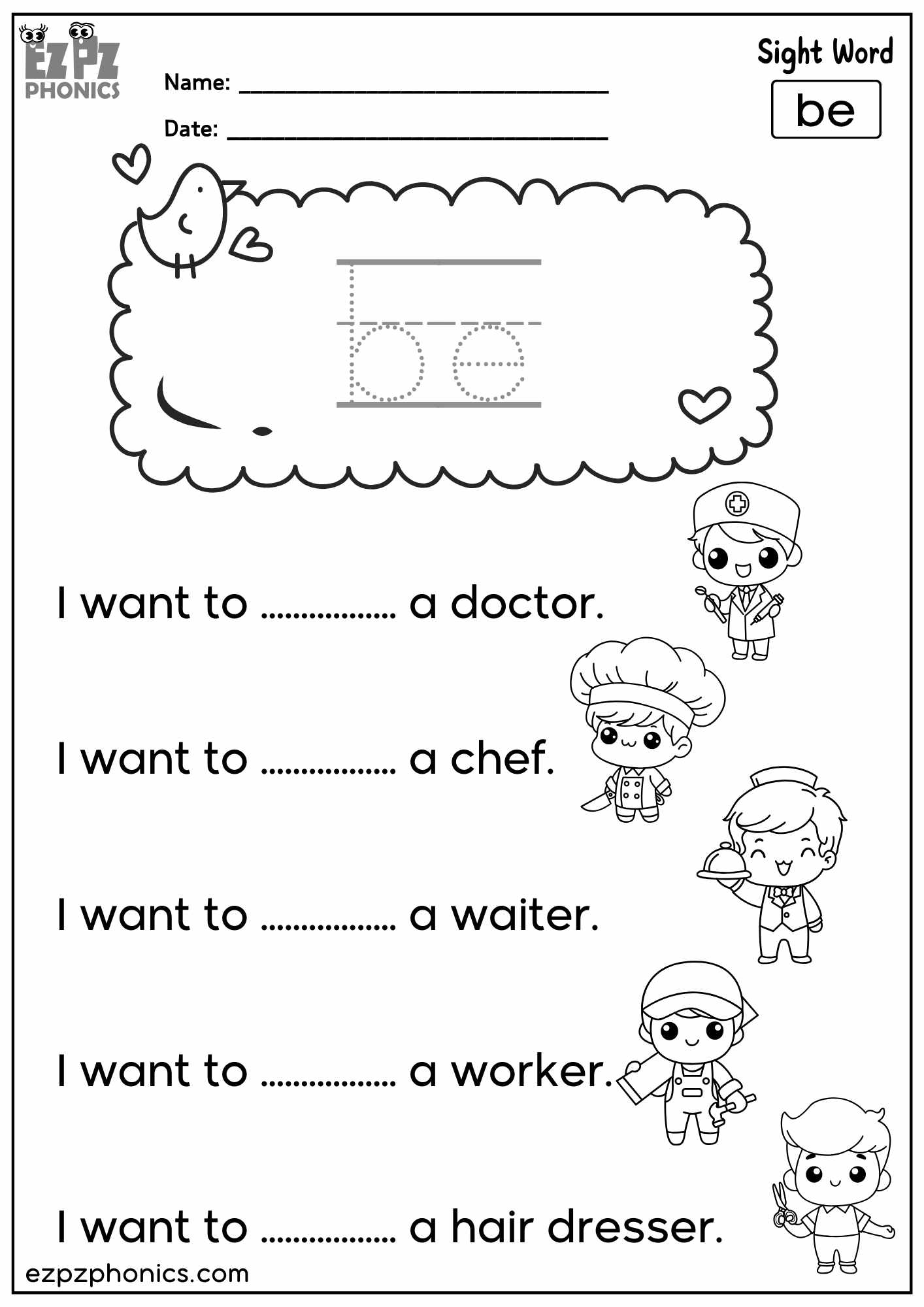 “Be” Sight Word Sentences – Fun Practice for Kindergarten & First Grade ...