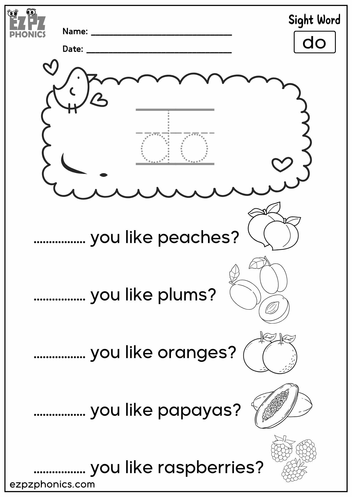 Sight Word Sentences Kindergarten - ezpzphonics.com