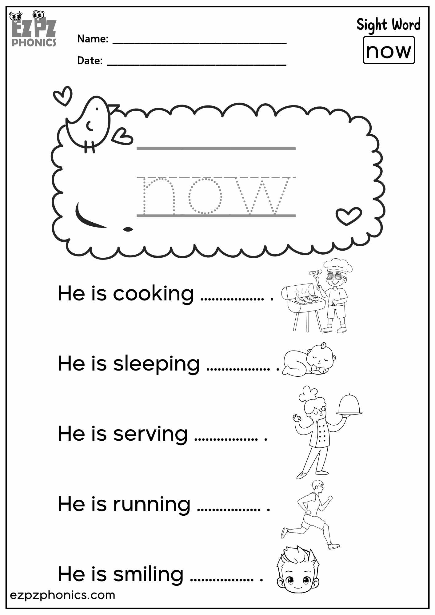 “Now” Sight Word Sentences – Fun Dolch Sight Words Practice for ...