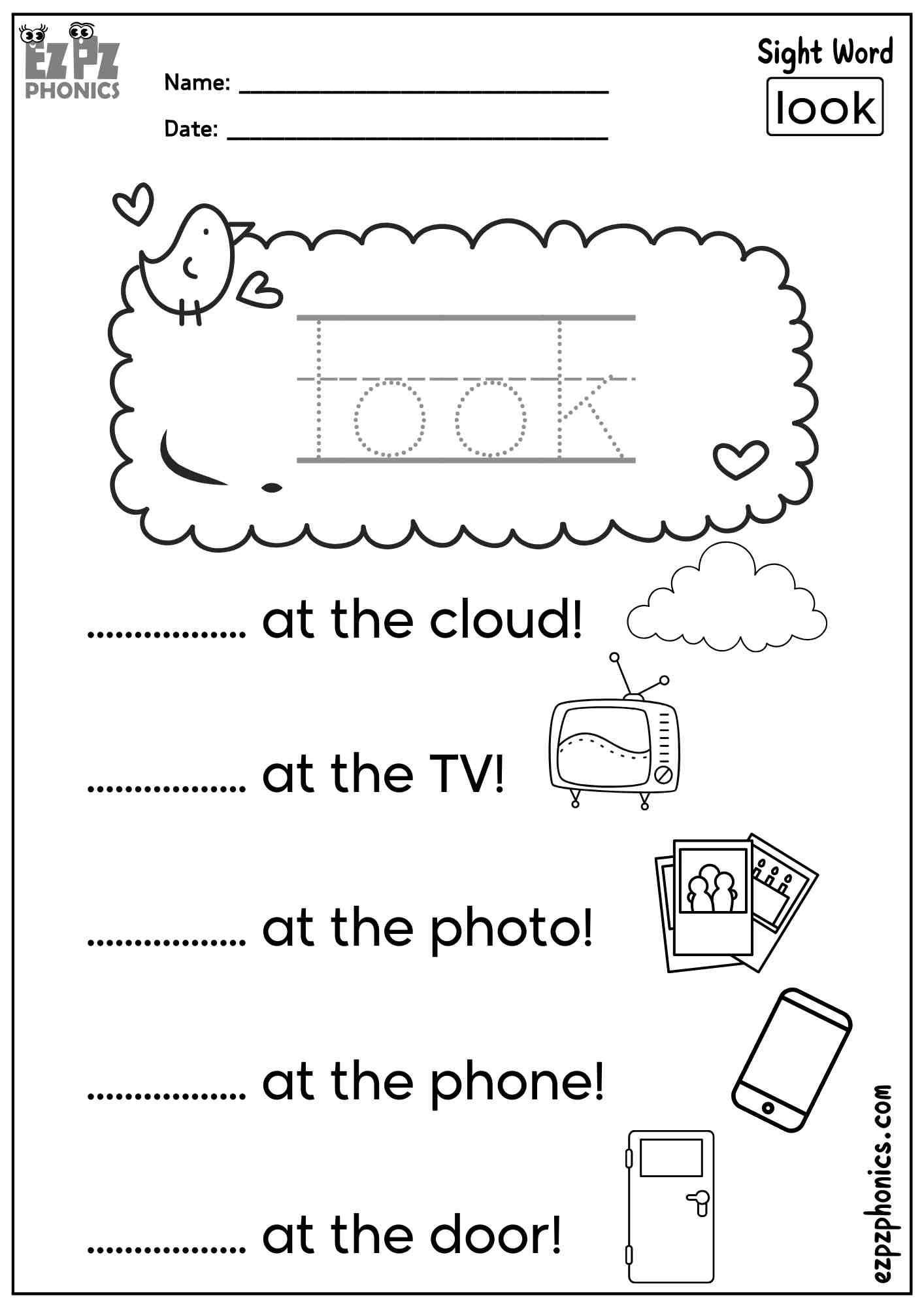 The Word “Look” - Dolch Pre-Kindergarten Sight Words Sentences ...