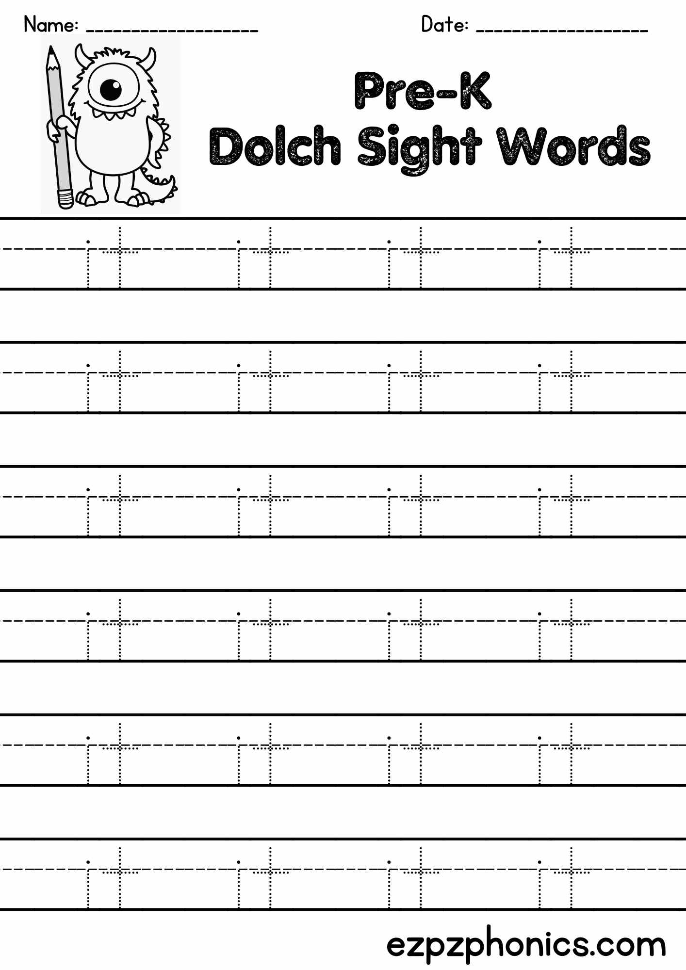 "it" Sight Word Tracing Worksheet Pre Kindergarten – Free PDF Download ...