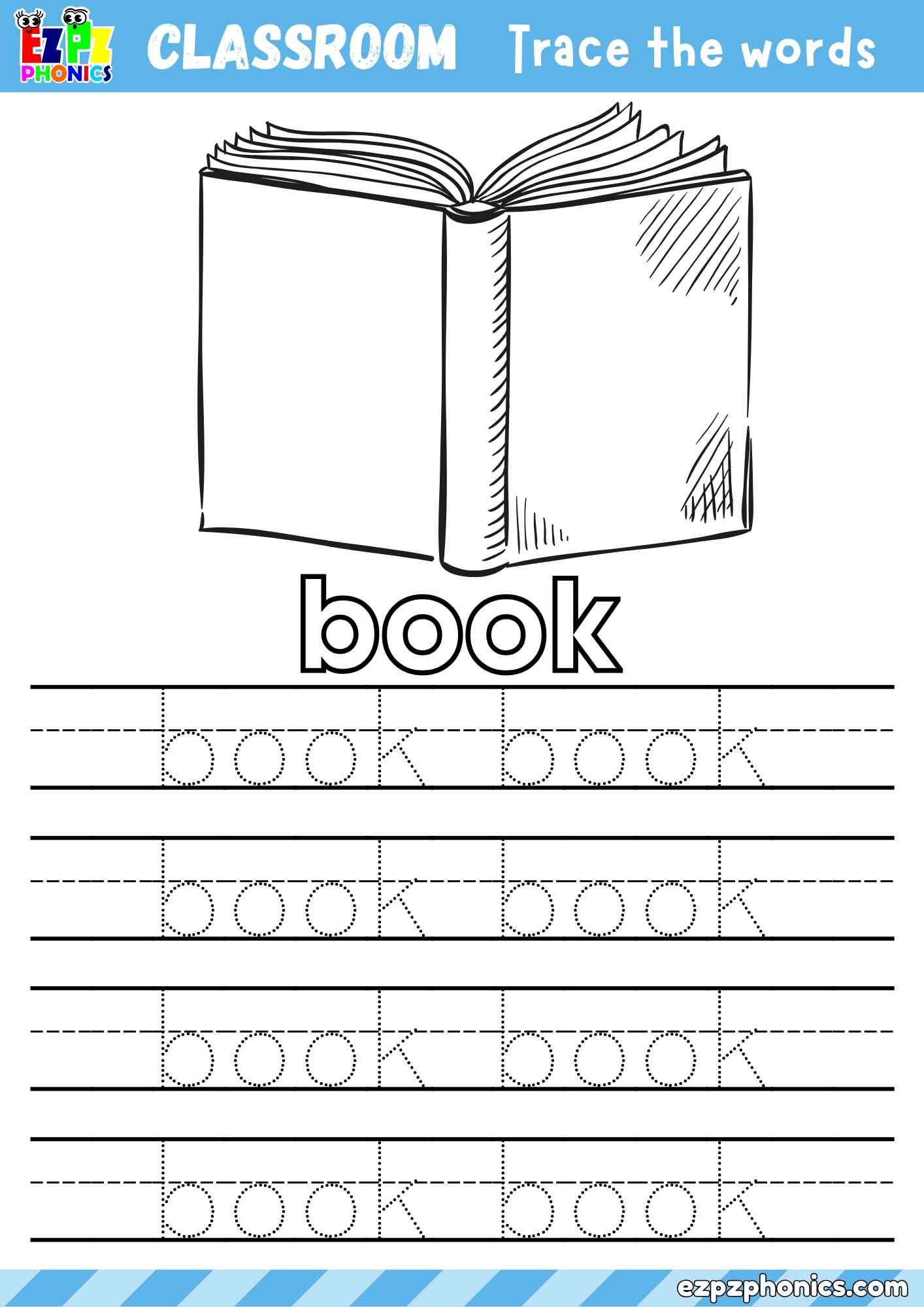 Book - Classroom Objects Vocabulary Word Tracing Activity - Color the ...