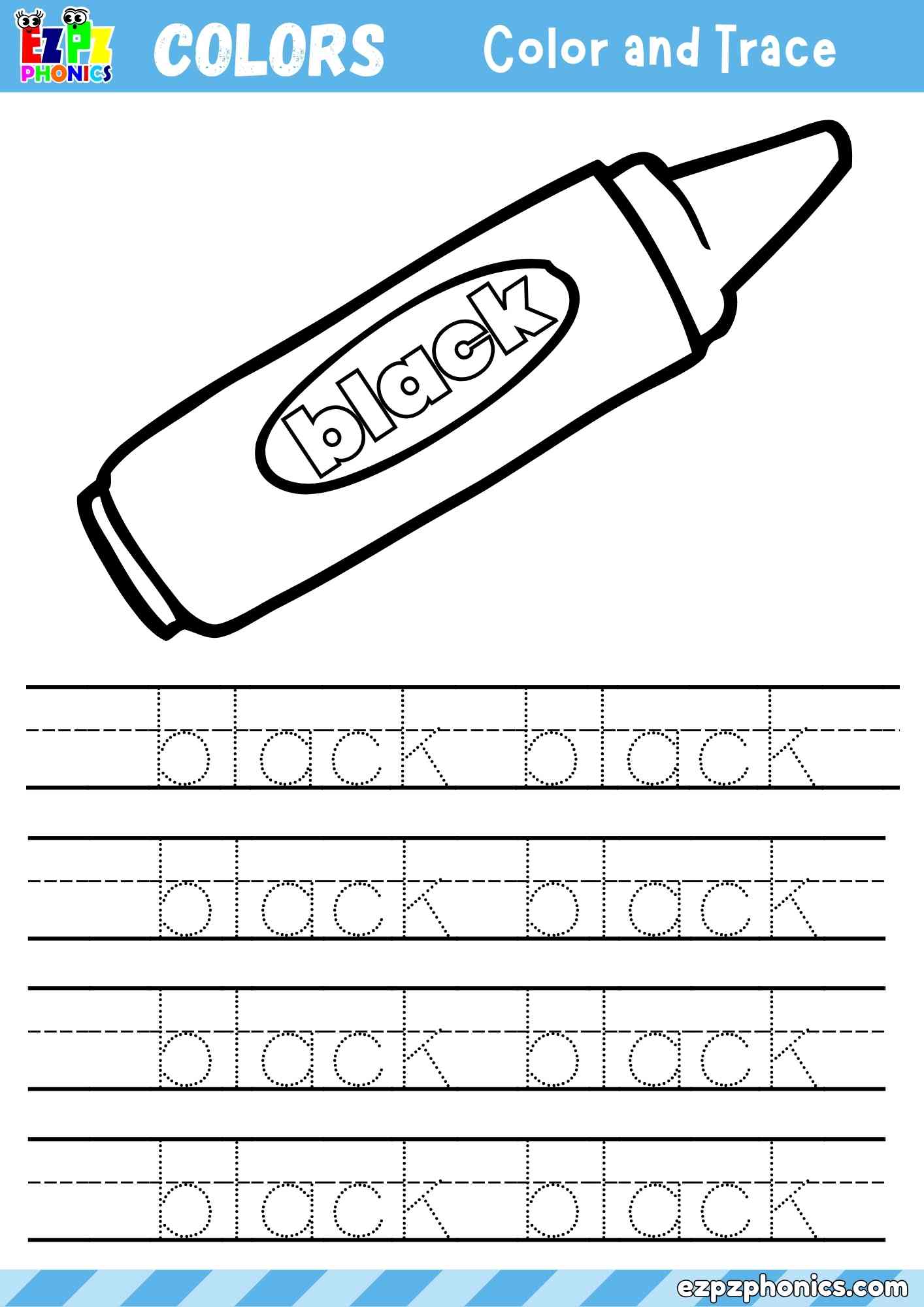 The Color Back - Color the Crayon Black and Trace the Word Black ...