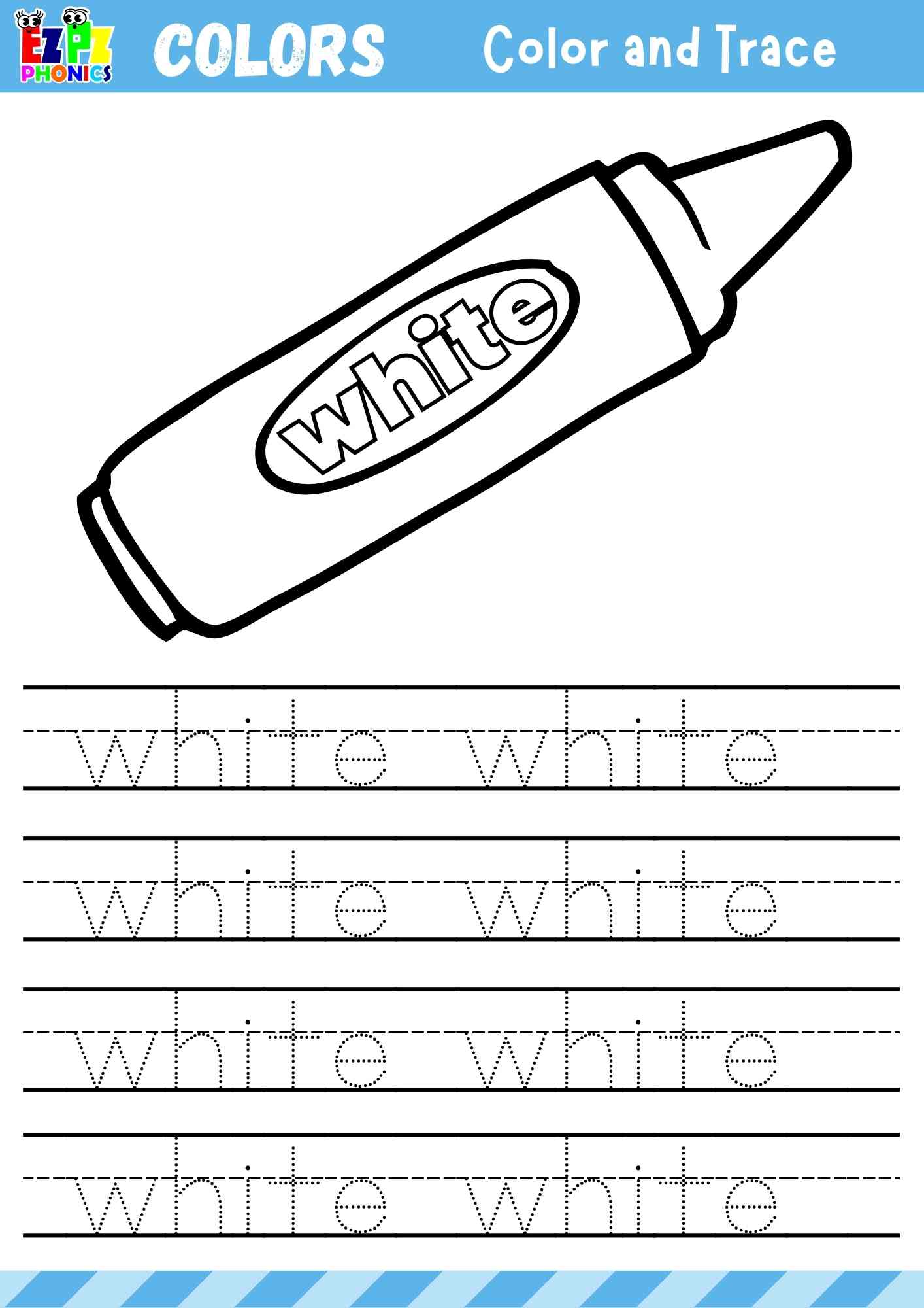 The Color White - Color the Crayon White and Trace the Word White ...