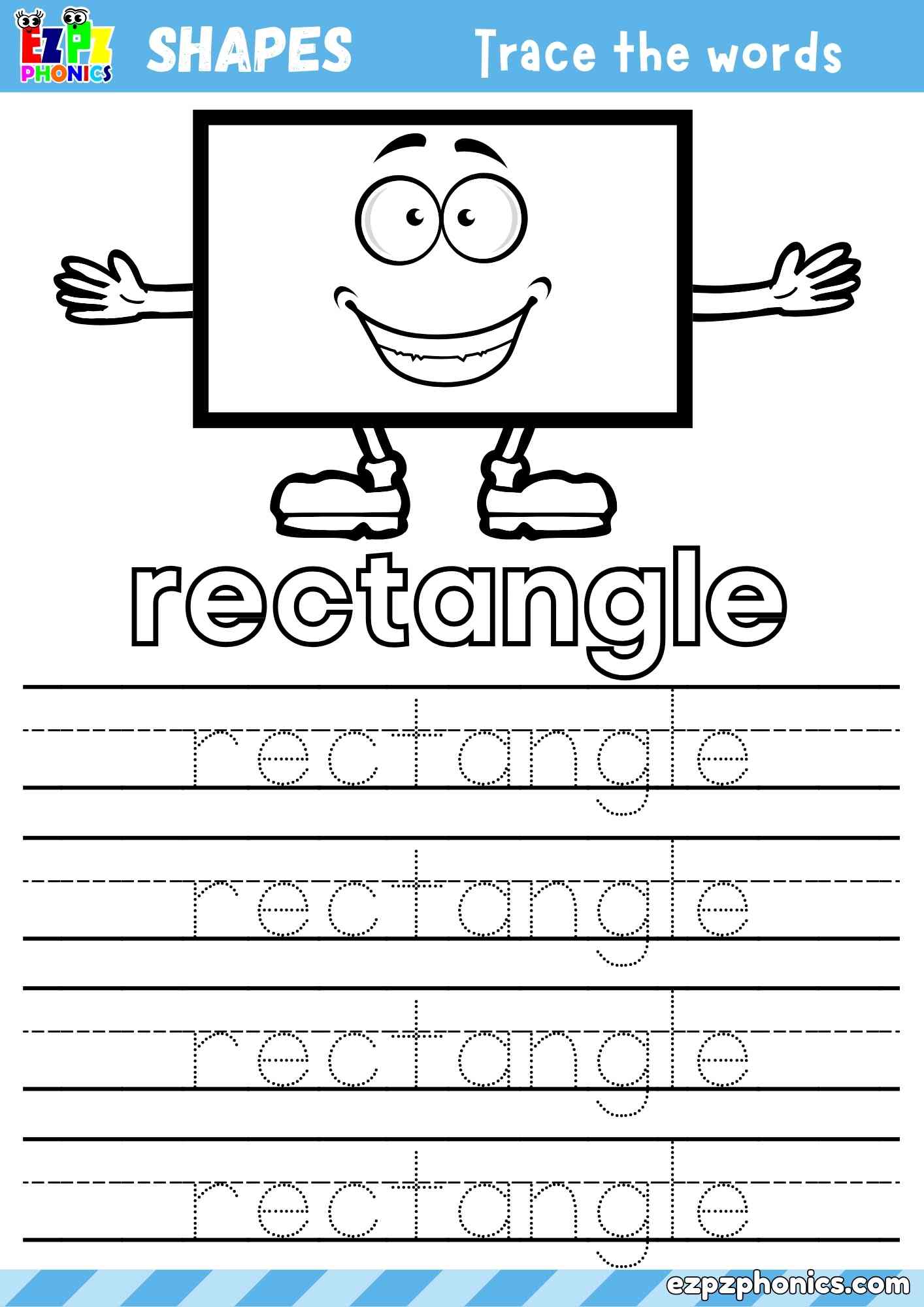 Rectangle Shape - Coloring and Word Tracing Activity (Free PDF Download ...