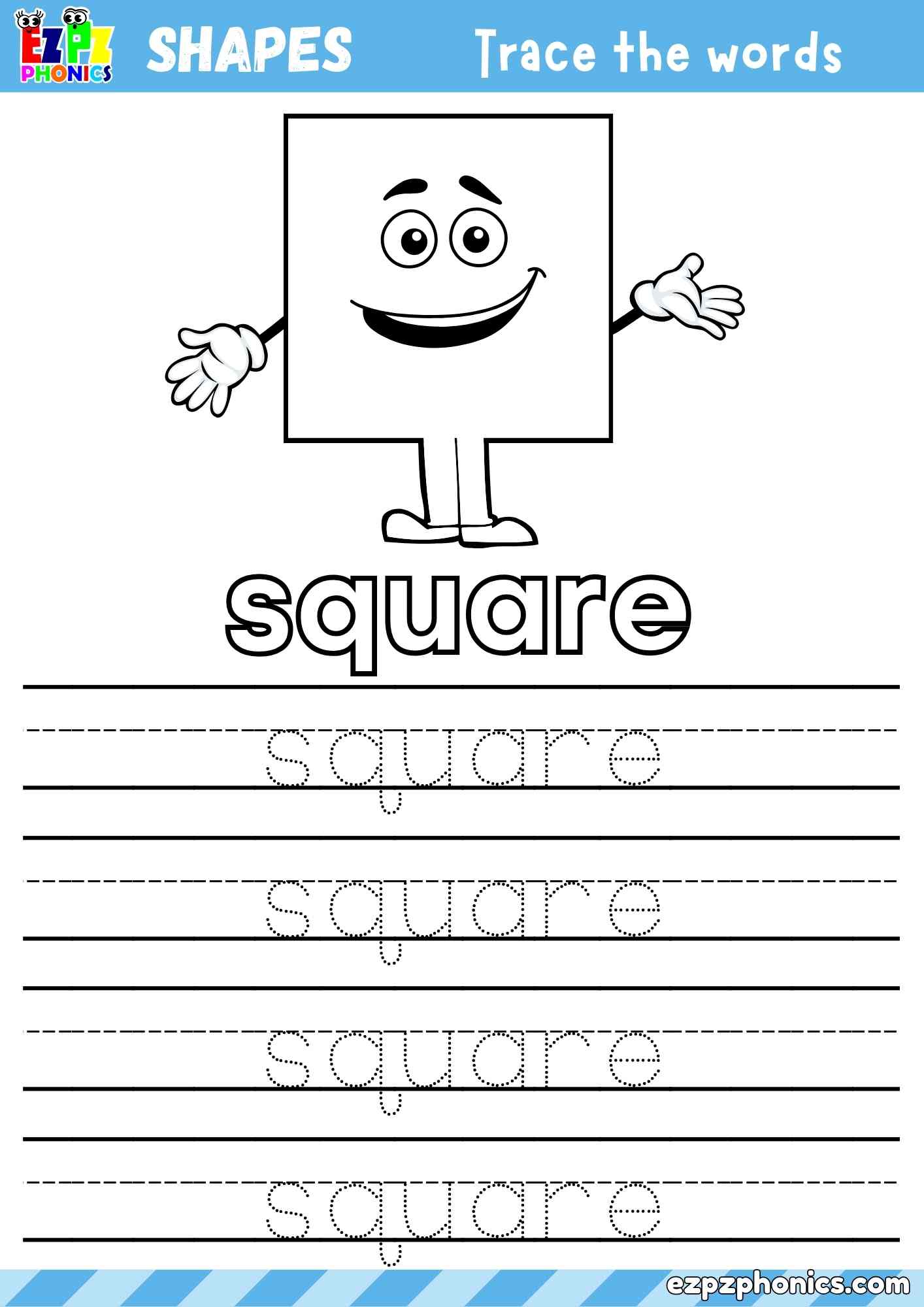 Square Shape - Coloring and Word Tracing Activity (Free PDF Download ...