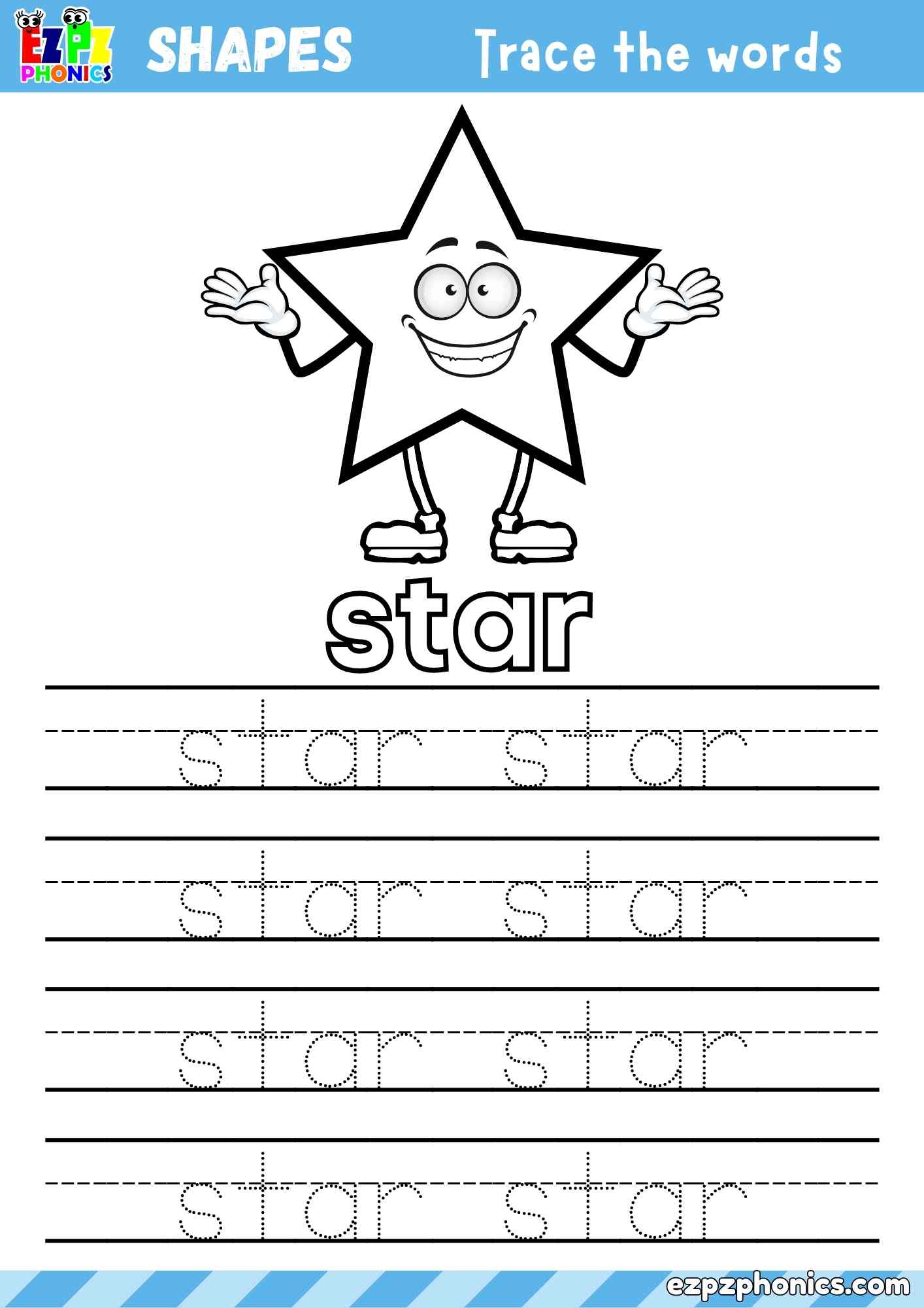 Star Shape - Coloring and Word Tracing Activity (Free PDF Download ...
