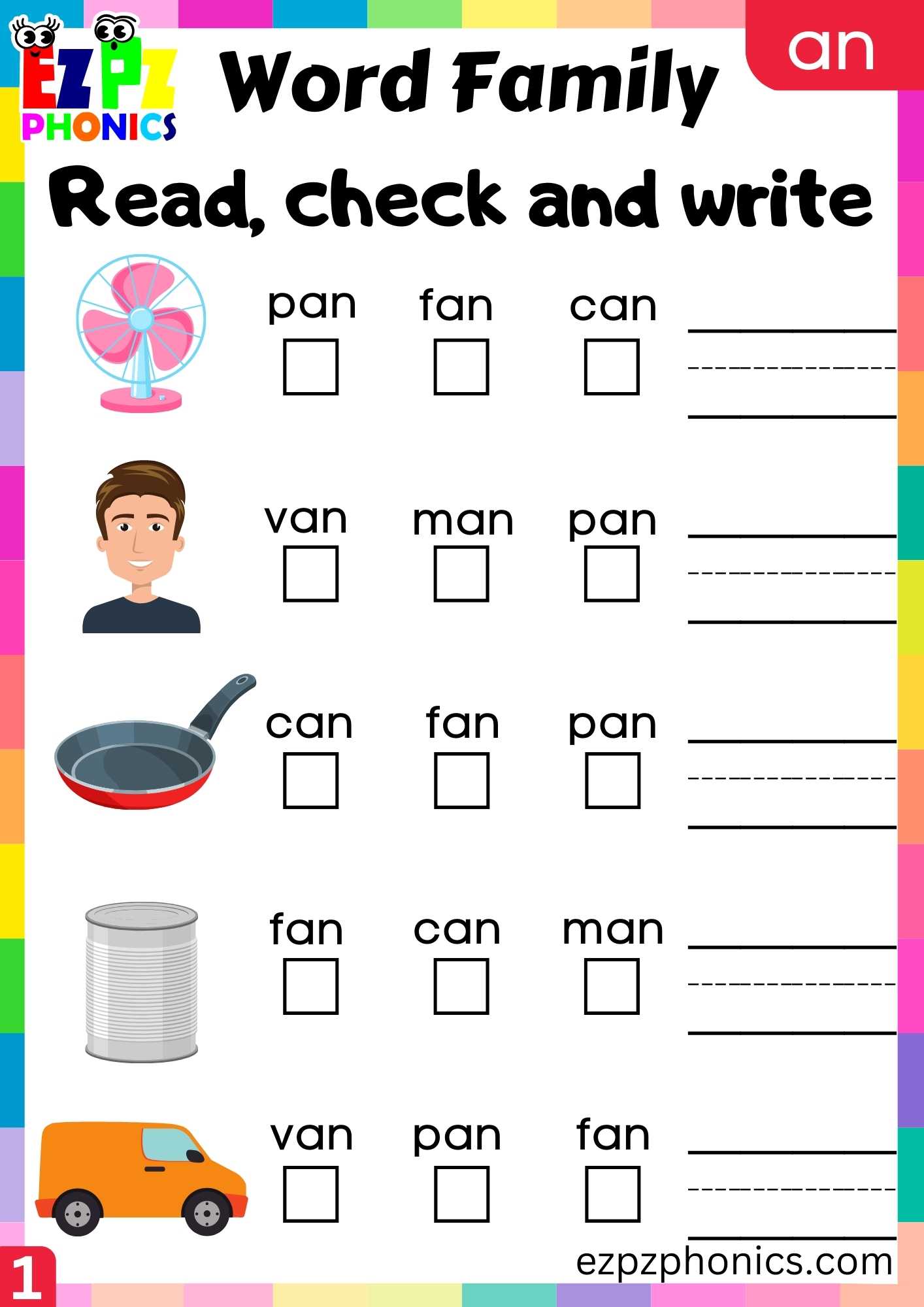 an Word Family - ezpzphonics.com