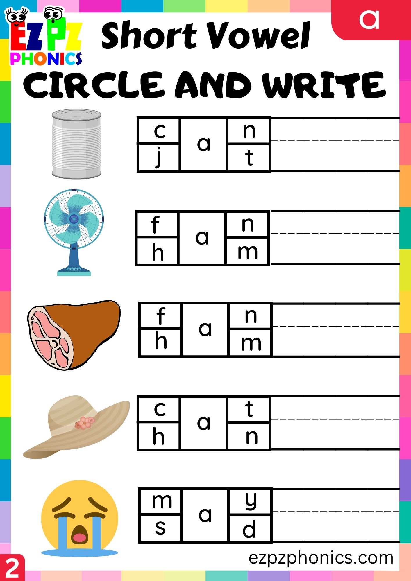 A Short Vowel Sound CVC Words - ezpzphonics.com