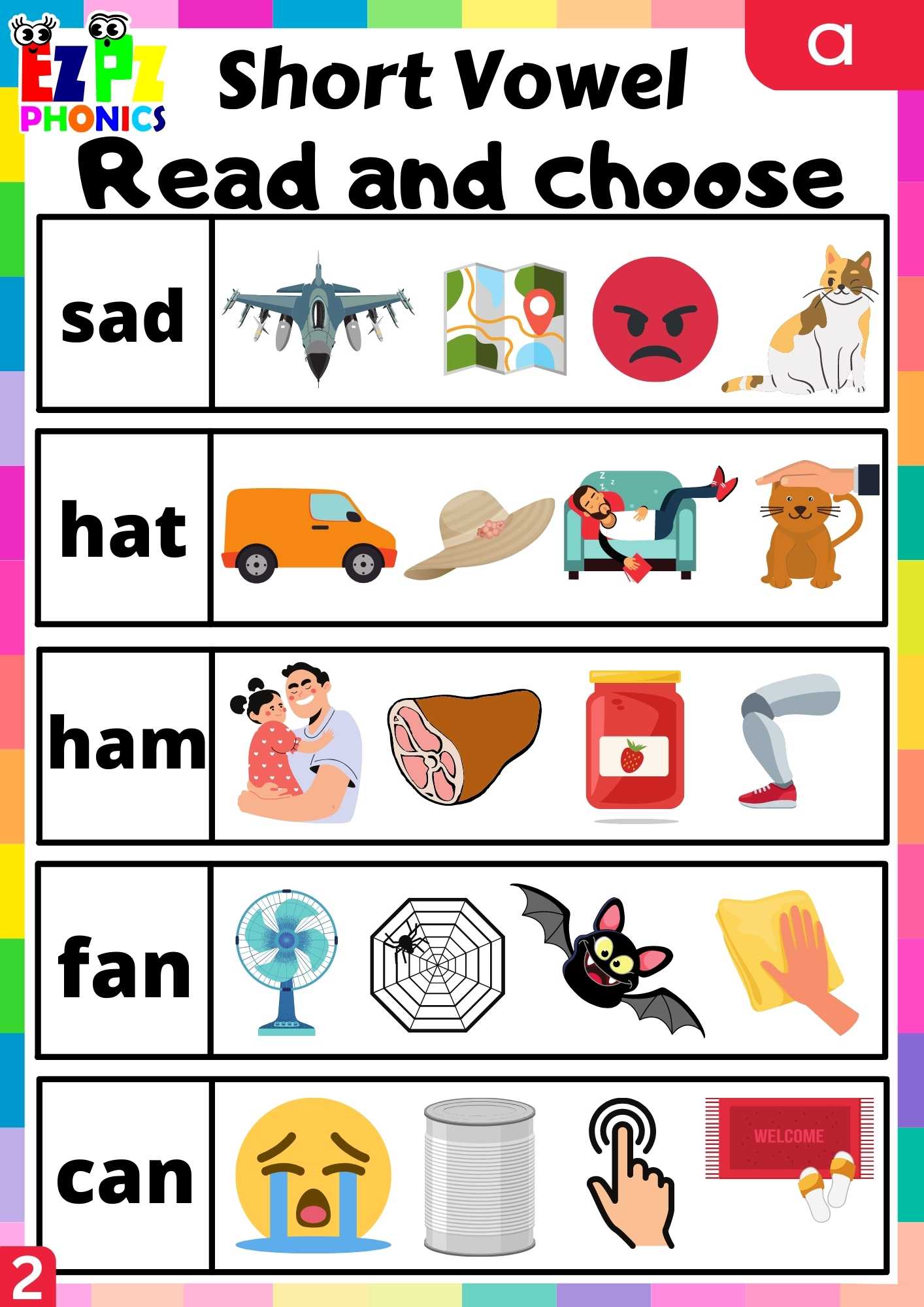 A Short Vowel Sound CVC Words - ezpzphonics.com