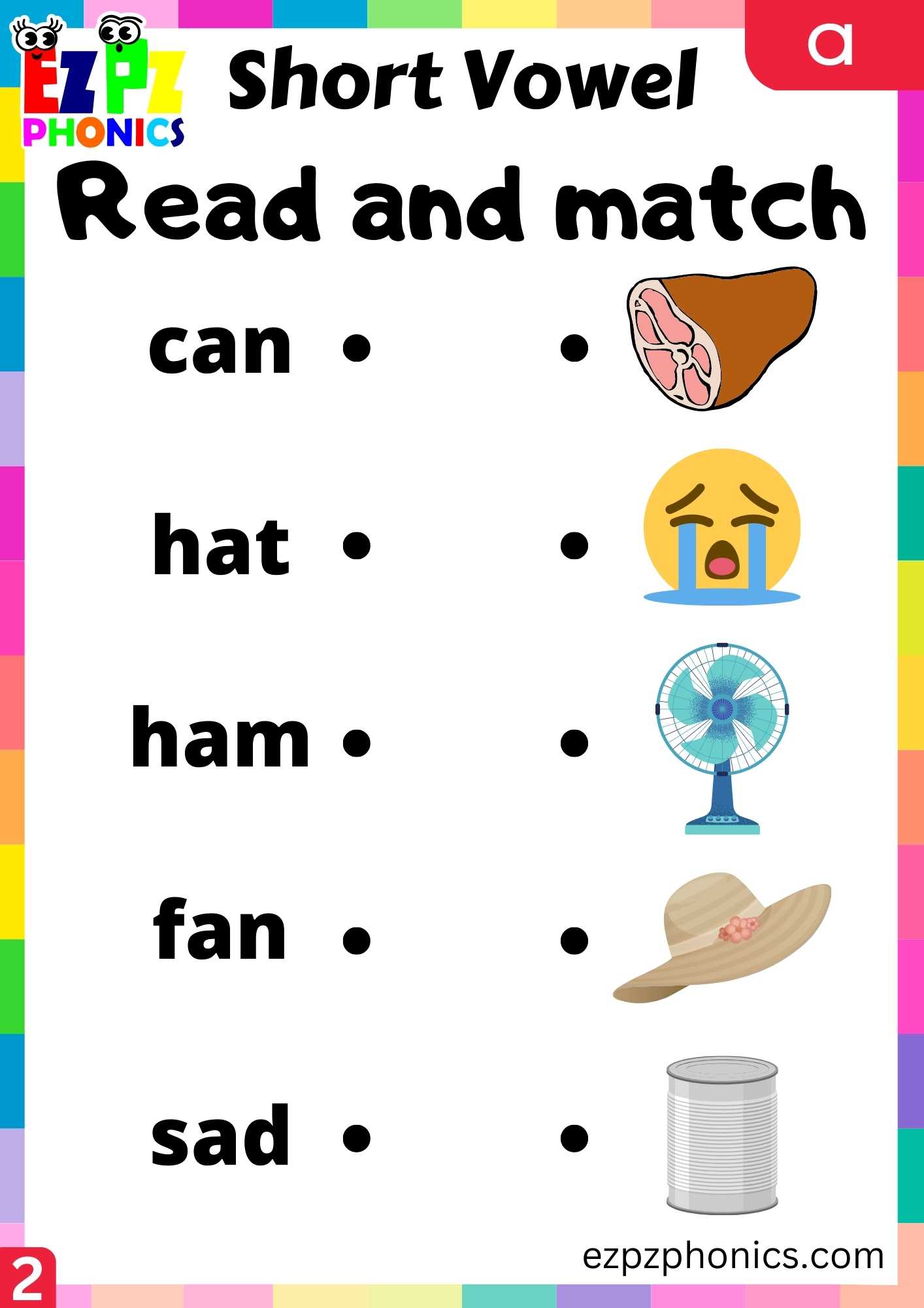 A Short Vowel Sound CVC Words - ezpzphonics.com