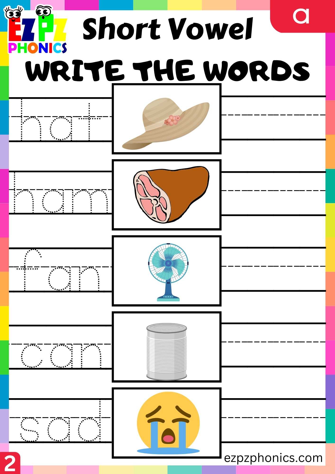 A Short Vowel Sound CVC Words - ezpzphonics.com