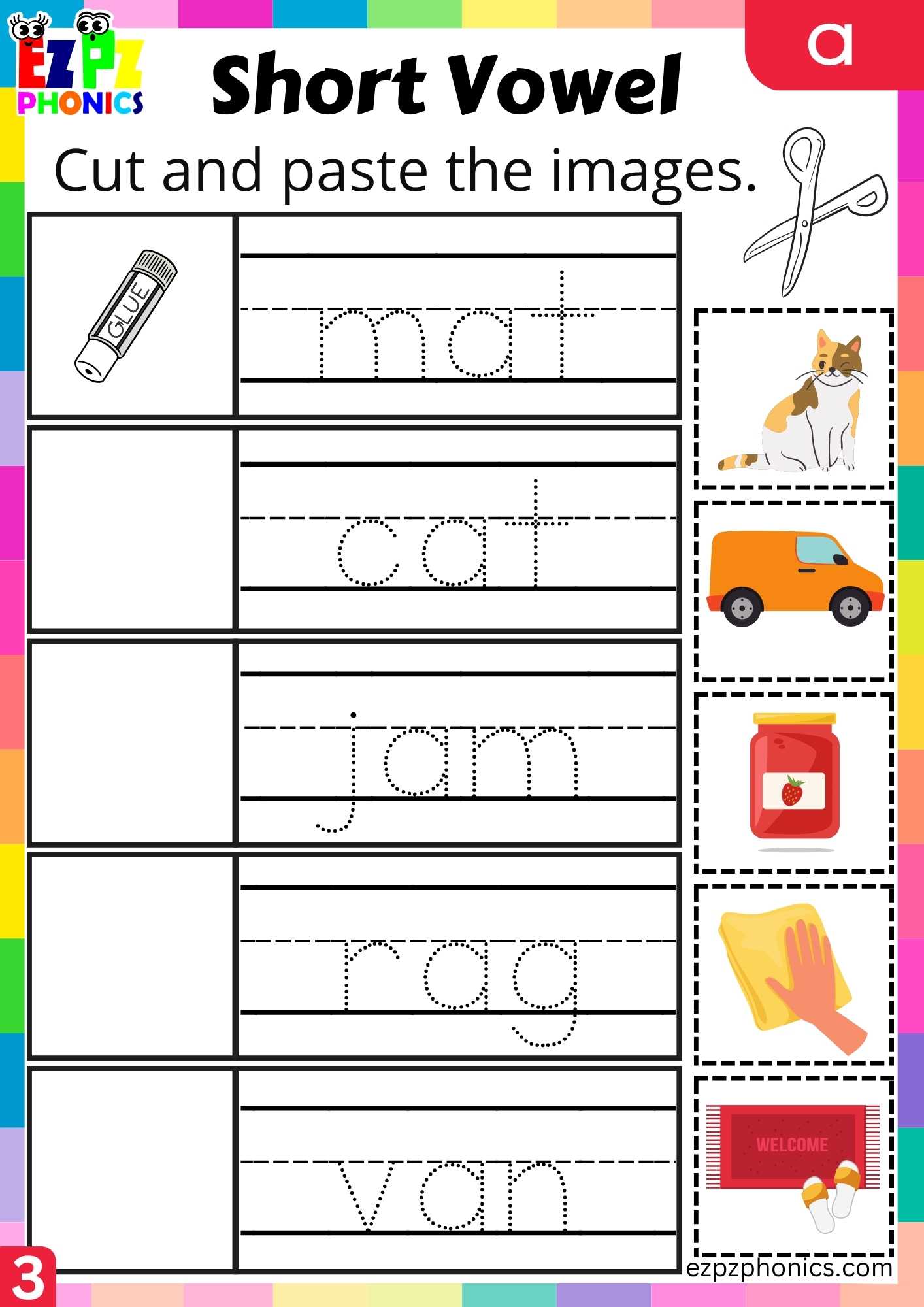 A Short Vowel Sound CVC Words - ezpzphonics.com