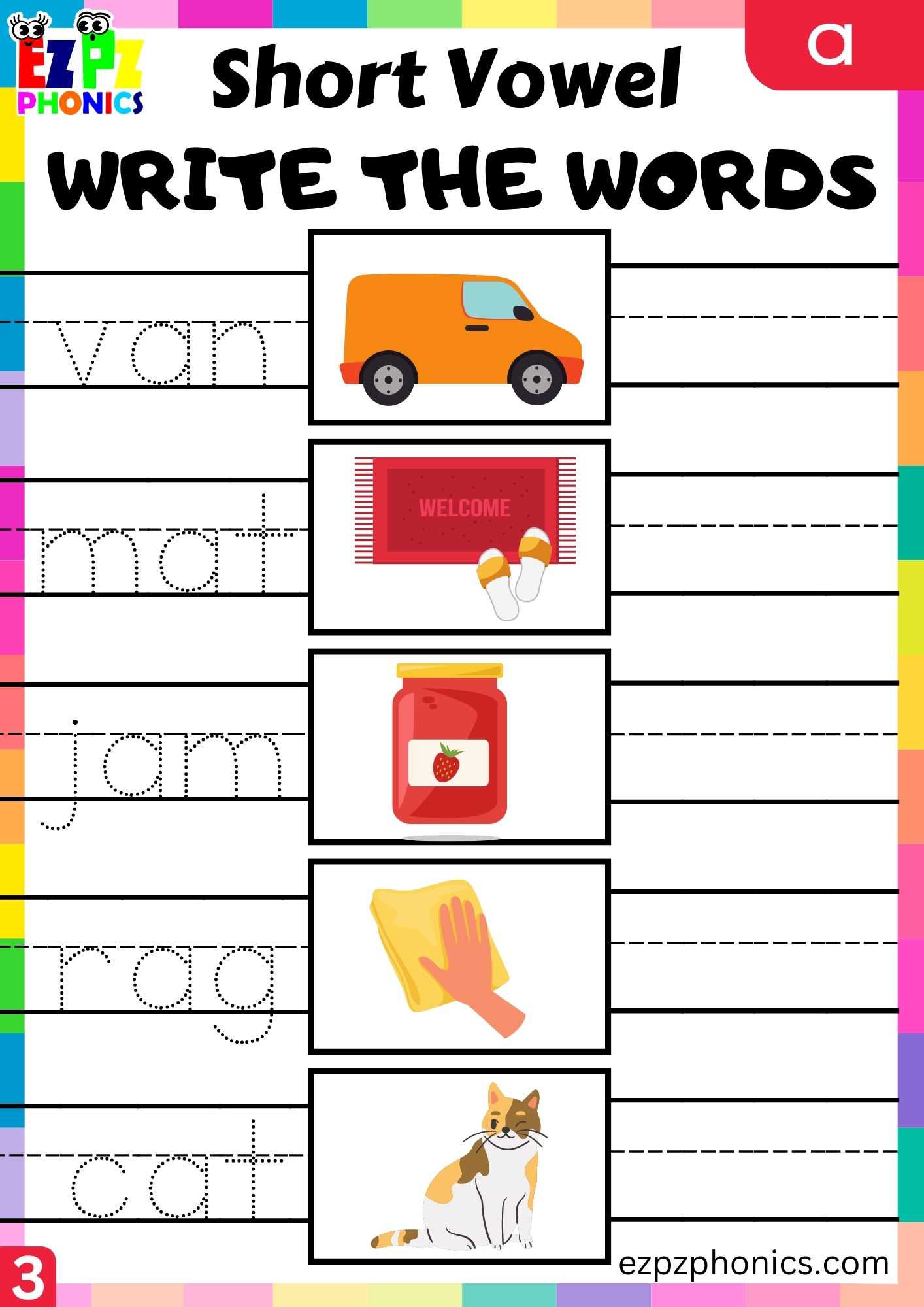 A Short Vowel Sound CVC Words - ezpzphonics.com