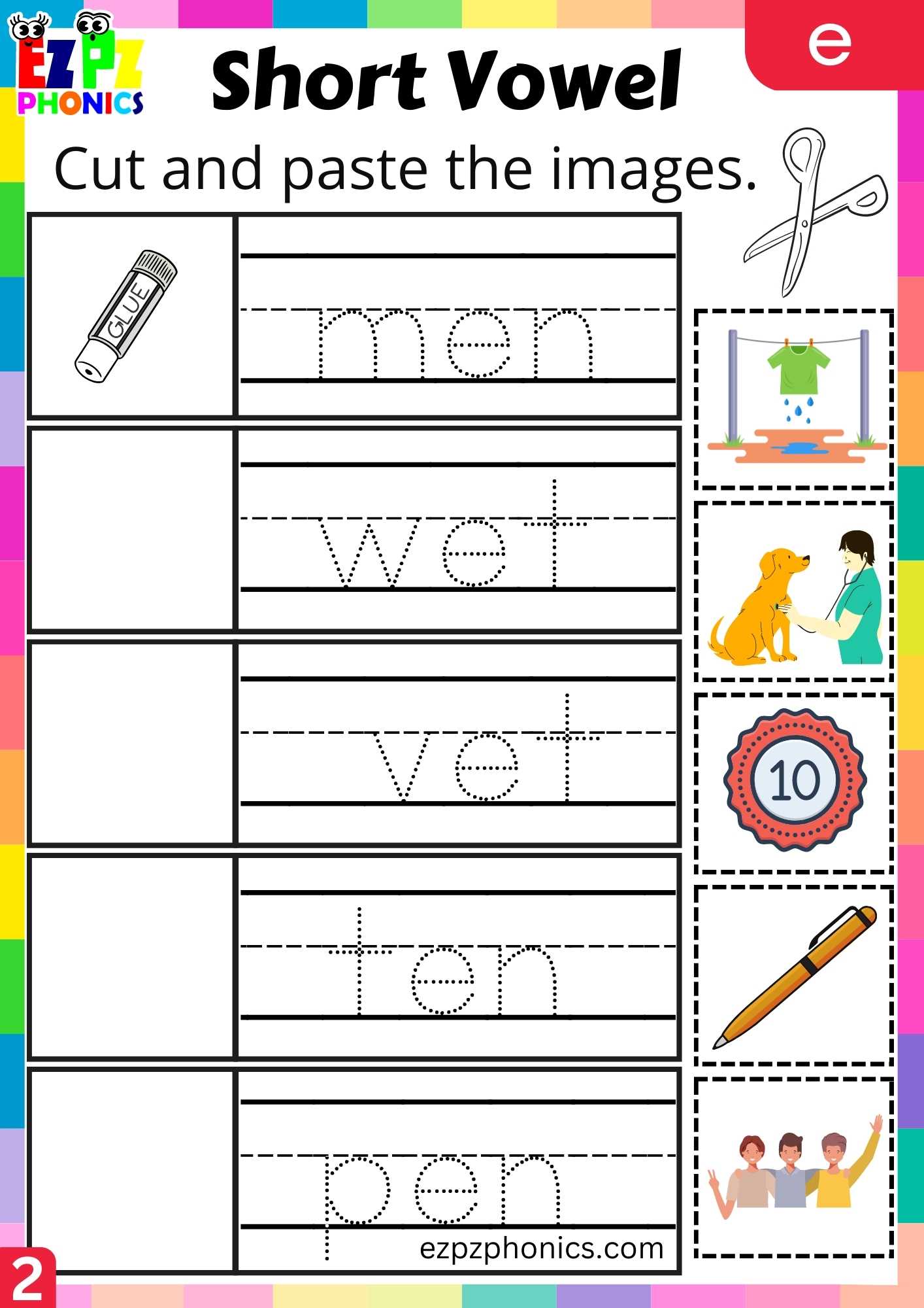 E Short Vowel Sound CVC Words - ezpzphonics.com