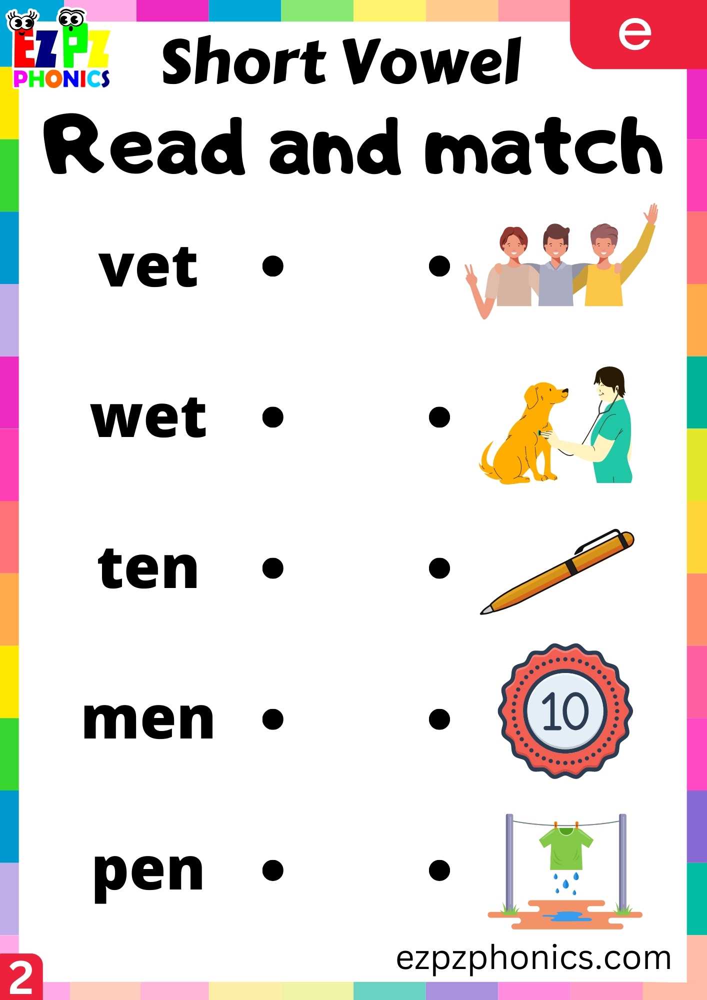 E Short Vowel Sound CVC Words - ezpzphonics.com