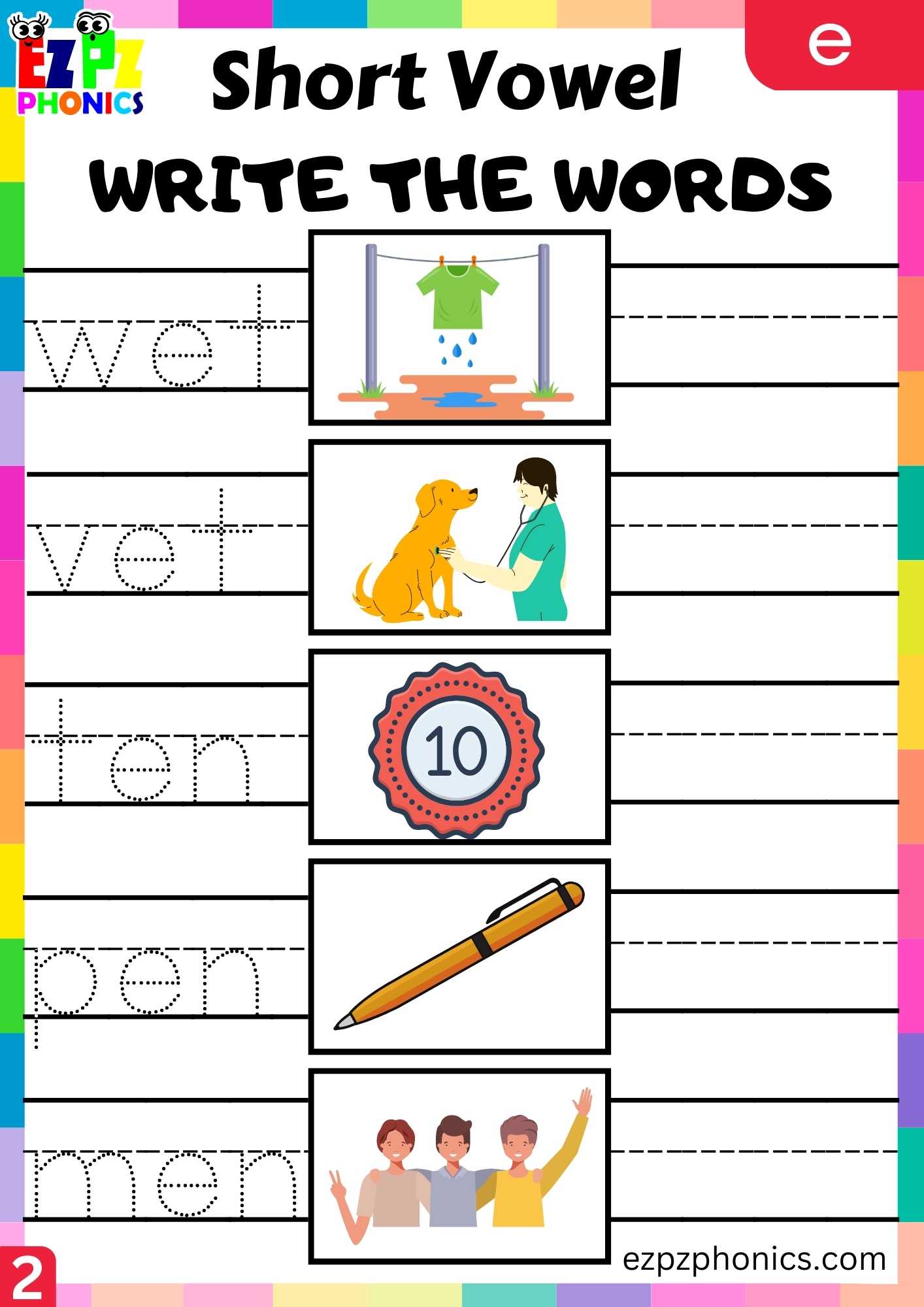 E Short Vowel Sound CVC Words - ezpzphonics.com