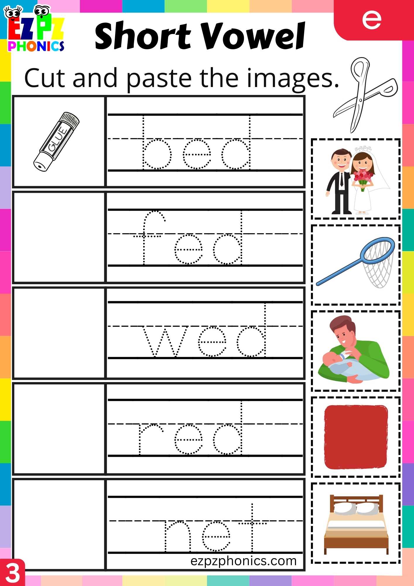 E Short Vowel Sound CVC Words - ezpzphonics.com