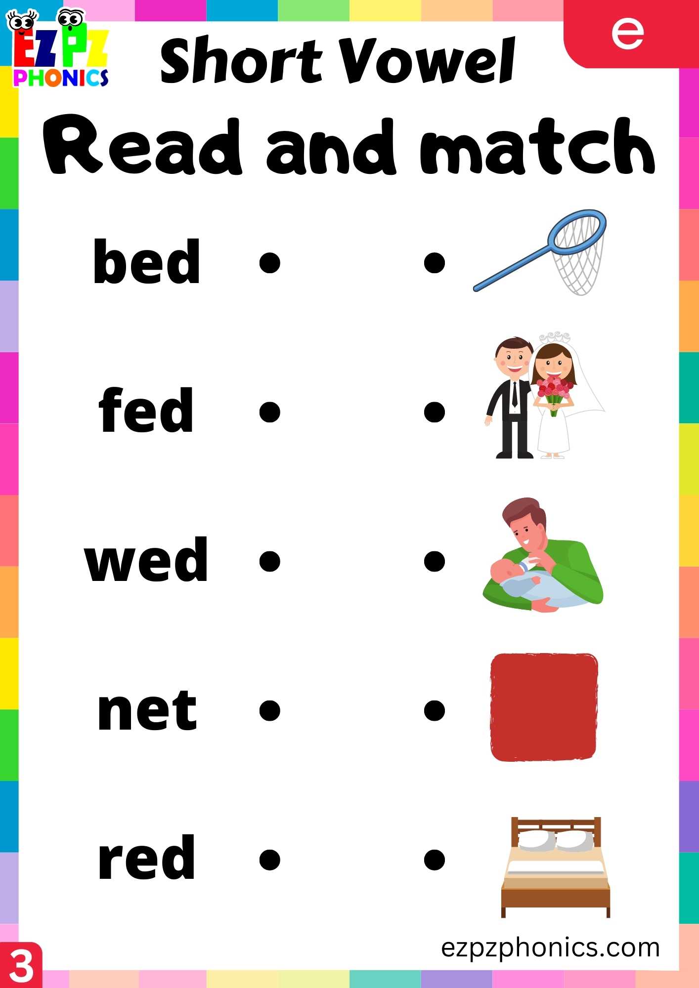 E Short Vowel Sound CVC Words - ezpzphonics.com
