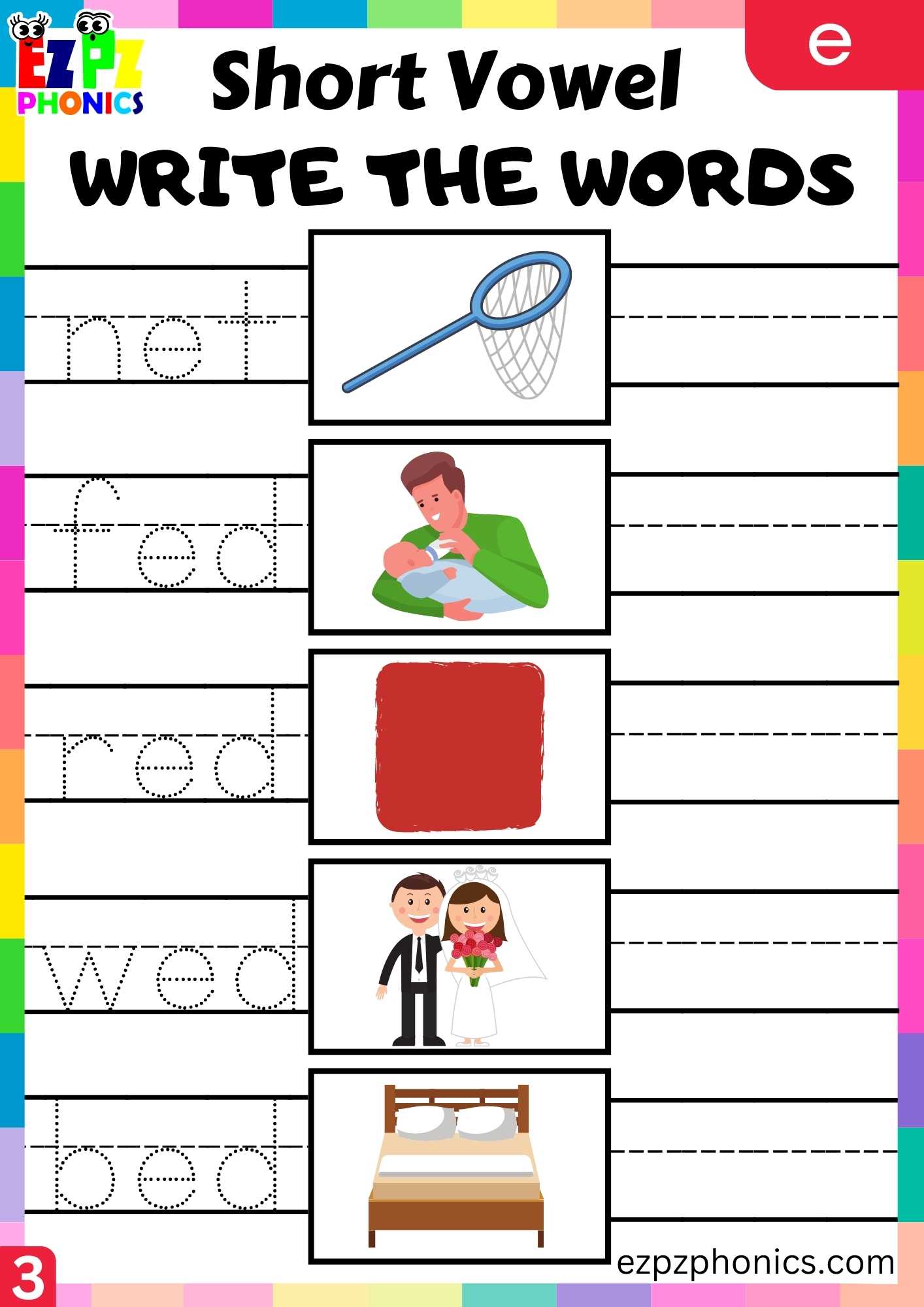 E Short Vowel Sound CVC Words - ezpzphonics.com